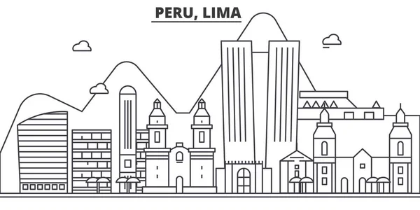 Perú, Lima línea de arquitectura skyline ilustración. Paisaje urbano ...