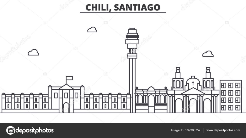 Chile, Santiago architecture line skyline illustration. Linear vector ...