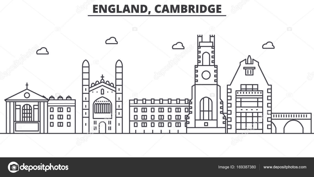 England, Cambridge architecture line skyline illustration. Linear ...