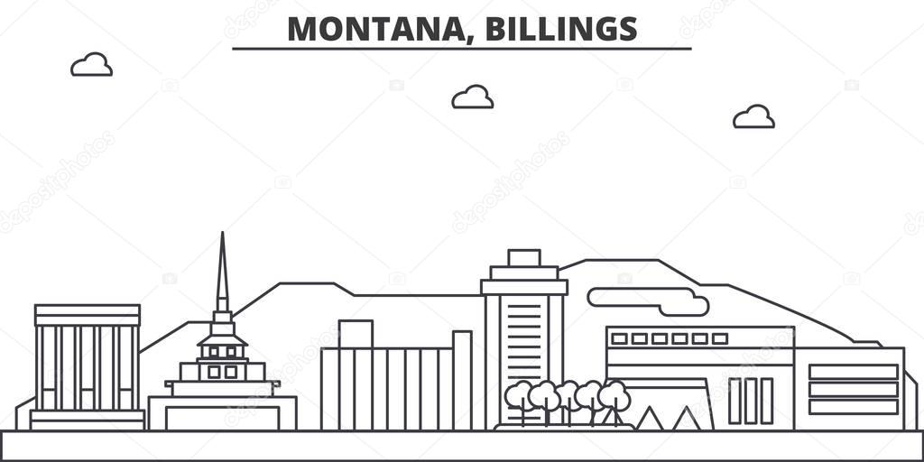 Montana, Billings arquitectura línea skyline ilustración. Paisaje ...
