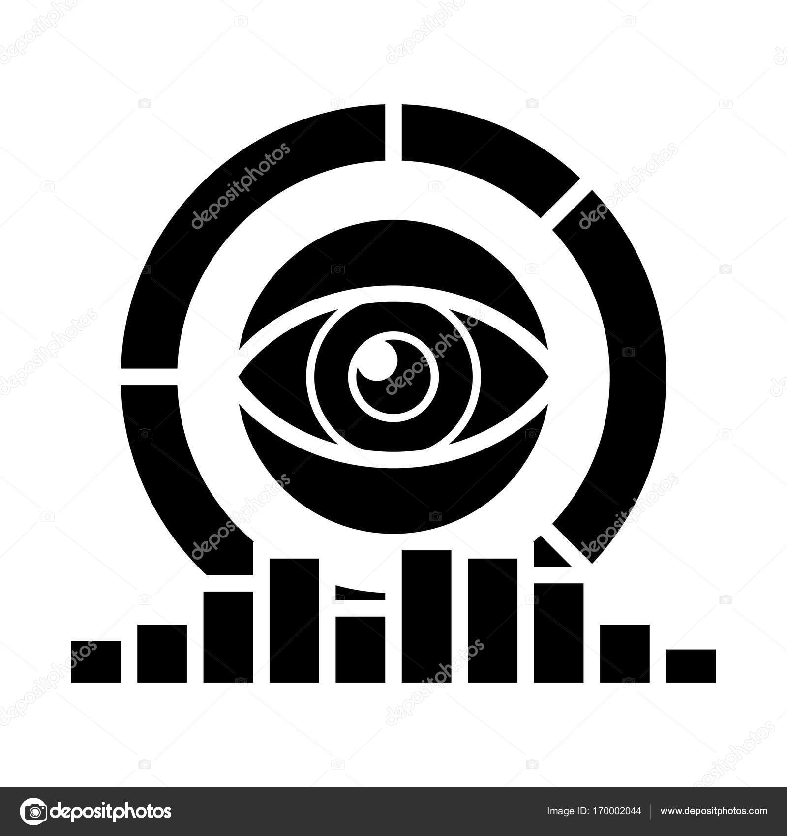 Analytics - marketing research, diagrams, eye icon, vector illustration ...