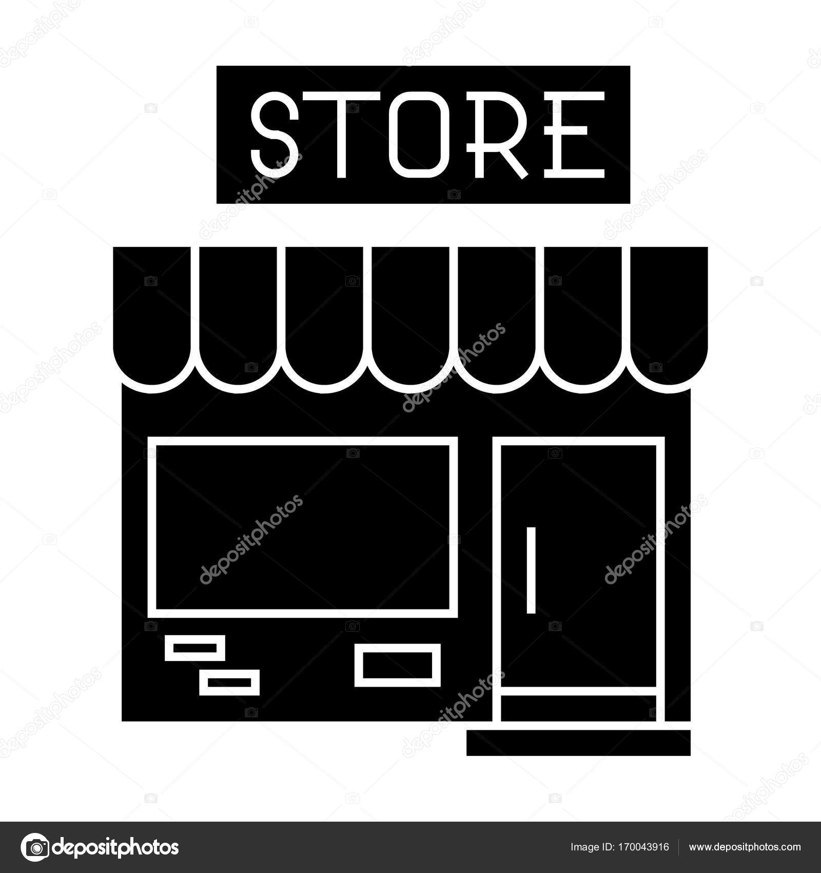 Small shop icon, vector illustration, black sign on isolated background ...