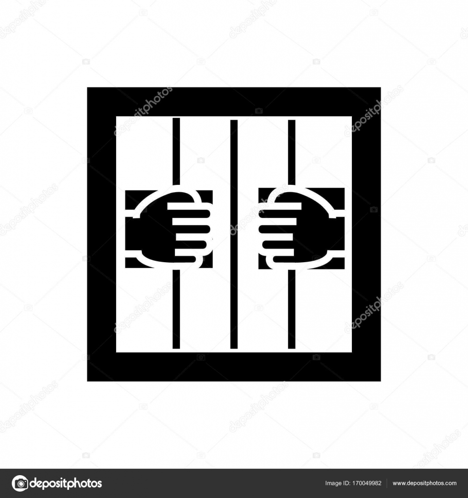 Icono de la cárcel, ilustración vectorial, signo negro sobre fondo ...