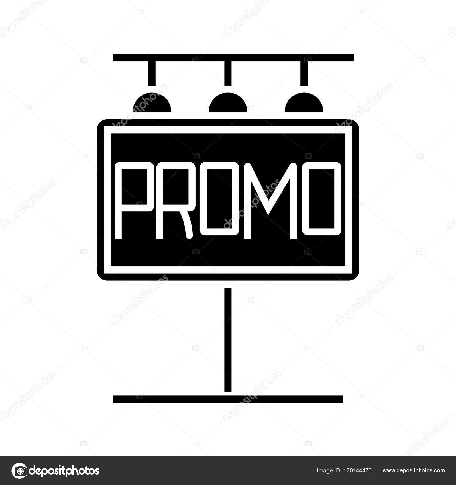 Billboard advertising big horizontal icon, vector illustration, black ...