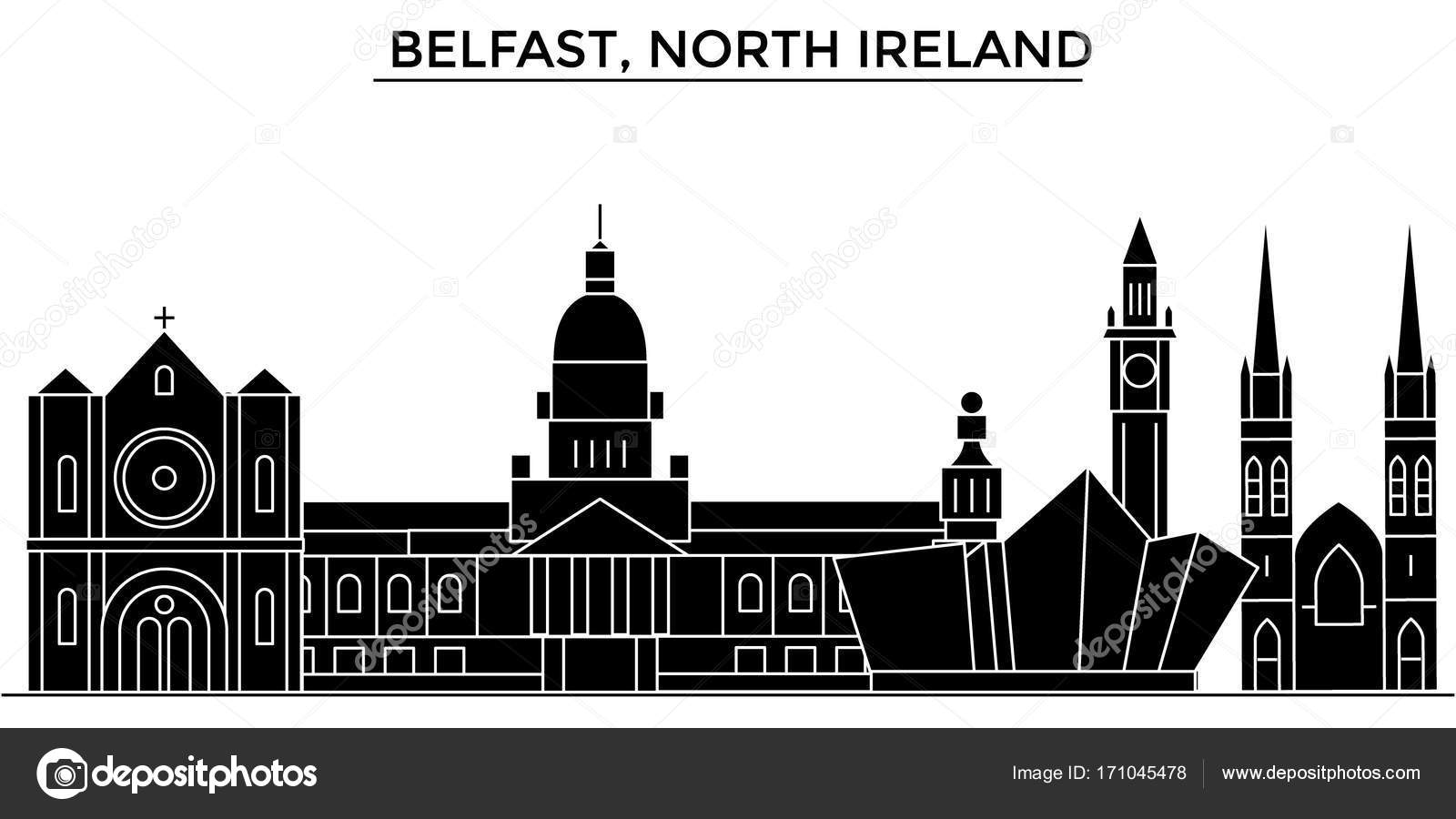 Belfast, North Ireland architecture vector city skyline, travel ...