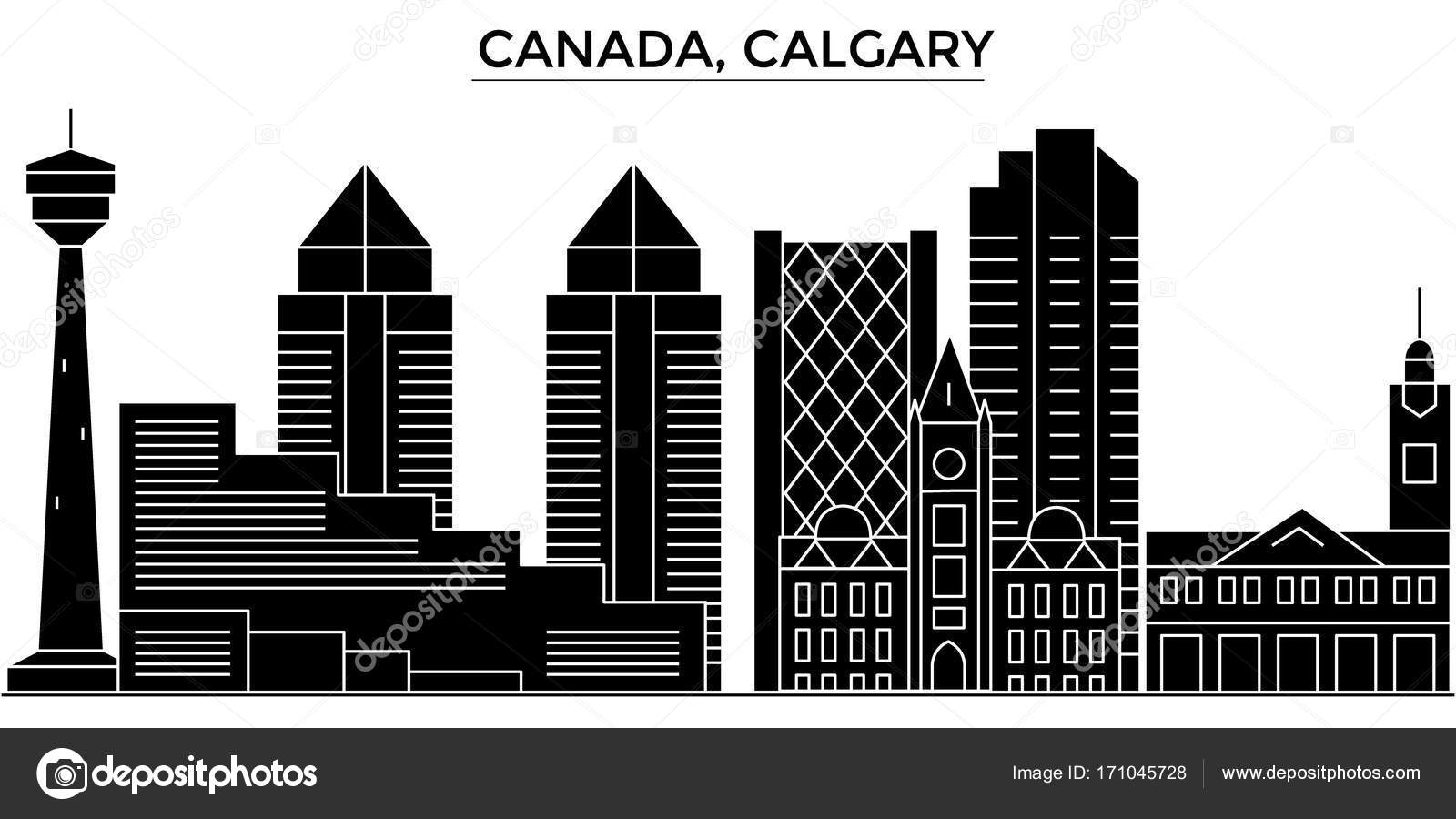 Canada, Calgary architecture vector city skyline, travel cityscape with ...