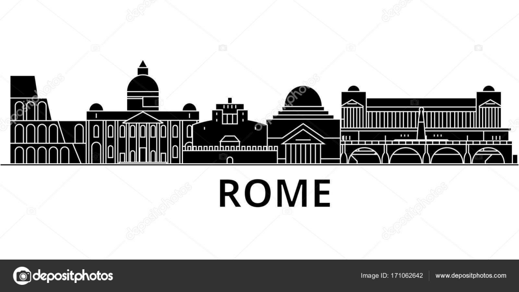 Rome architecture vector city skyline, travel cityscape with landmarks ...