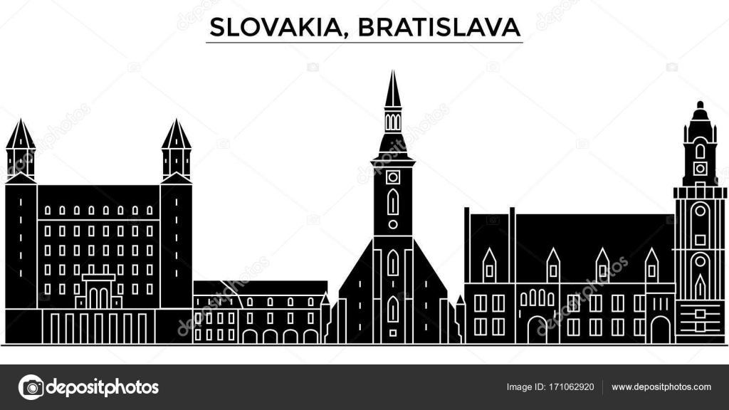 Slovakia, Bratislava architecture vector city skyline, travel cityscape ...
