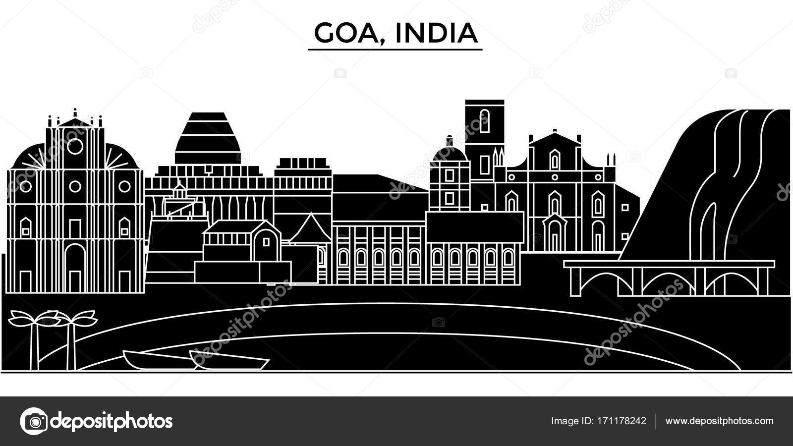 India, Goa architecture urban skyline with landmarks, cityscape ...