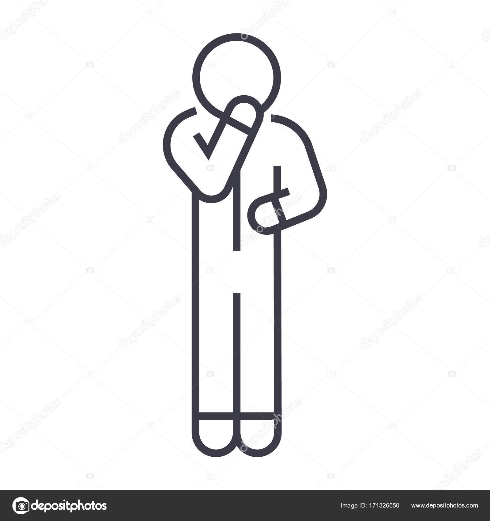 Doubt man linear icon, sign, symbol, vector on isolated background ...