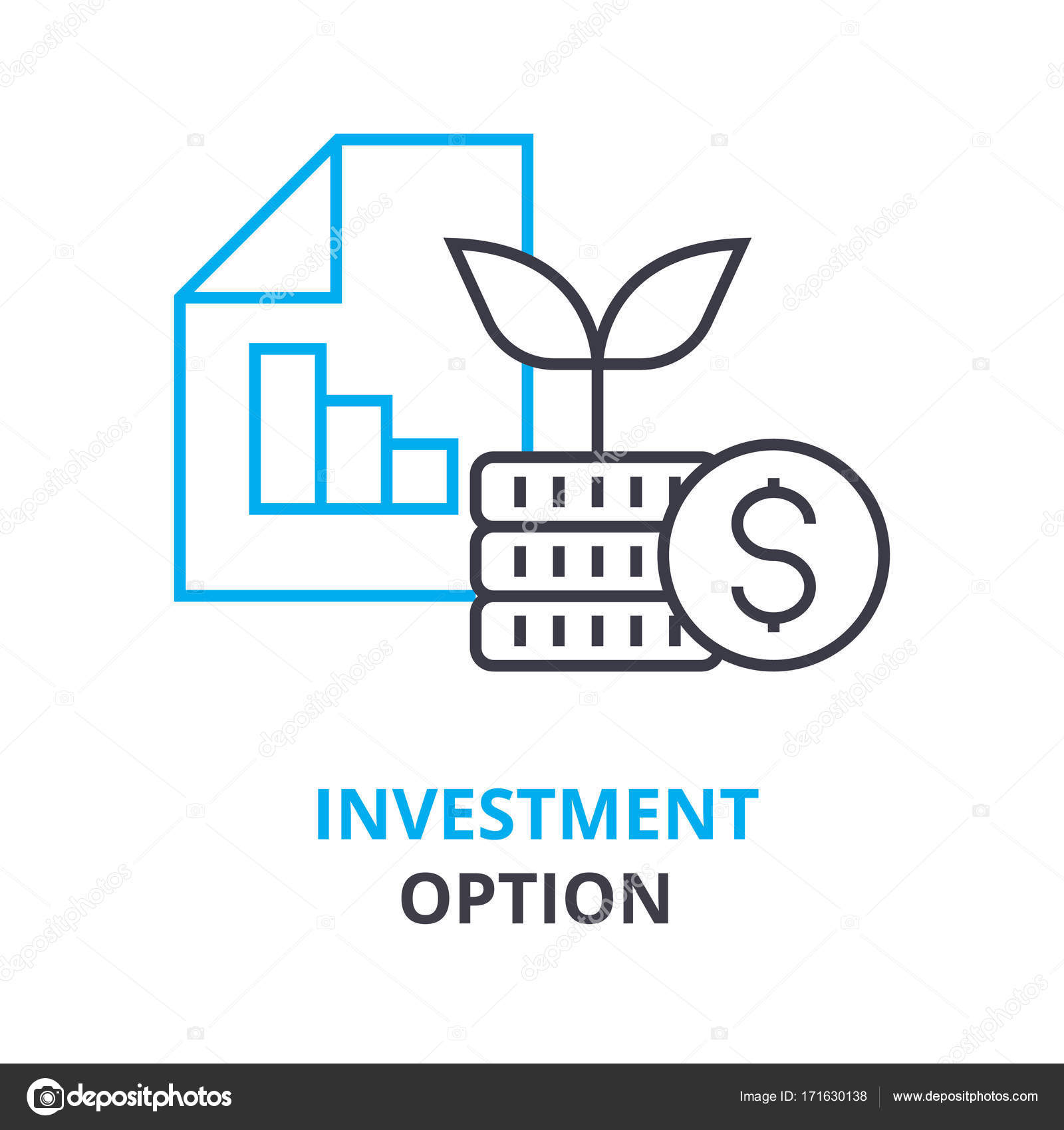 Investment option concept , outline icon, linear sign, thin line ...