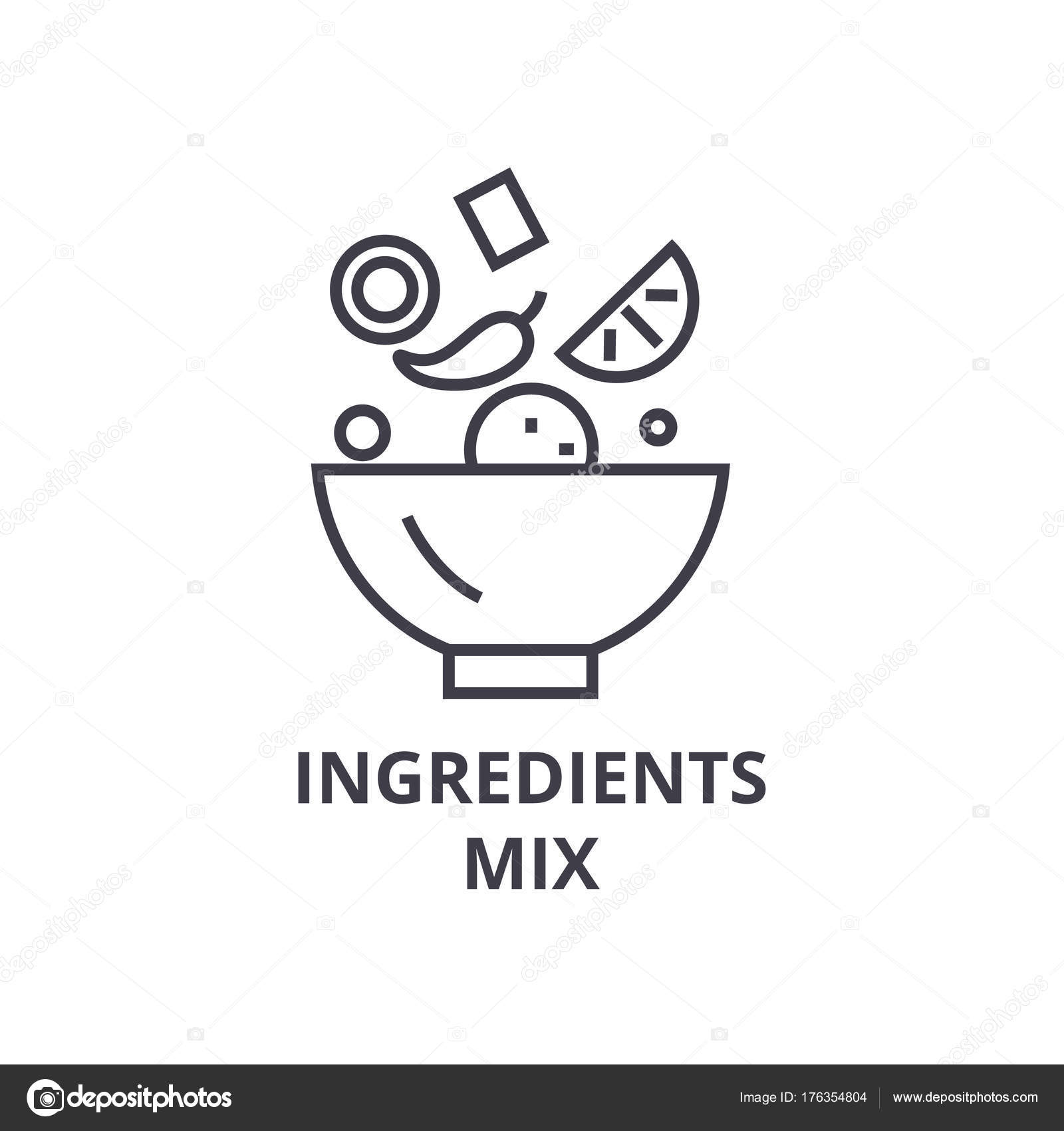 Ingredients mix line icon, outline sign, linear symbol, vector, flat ...