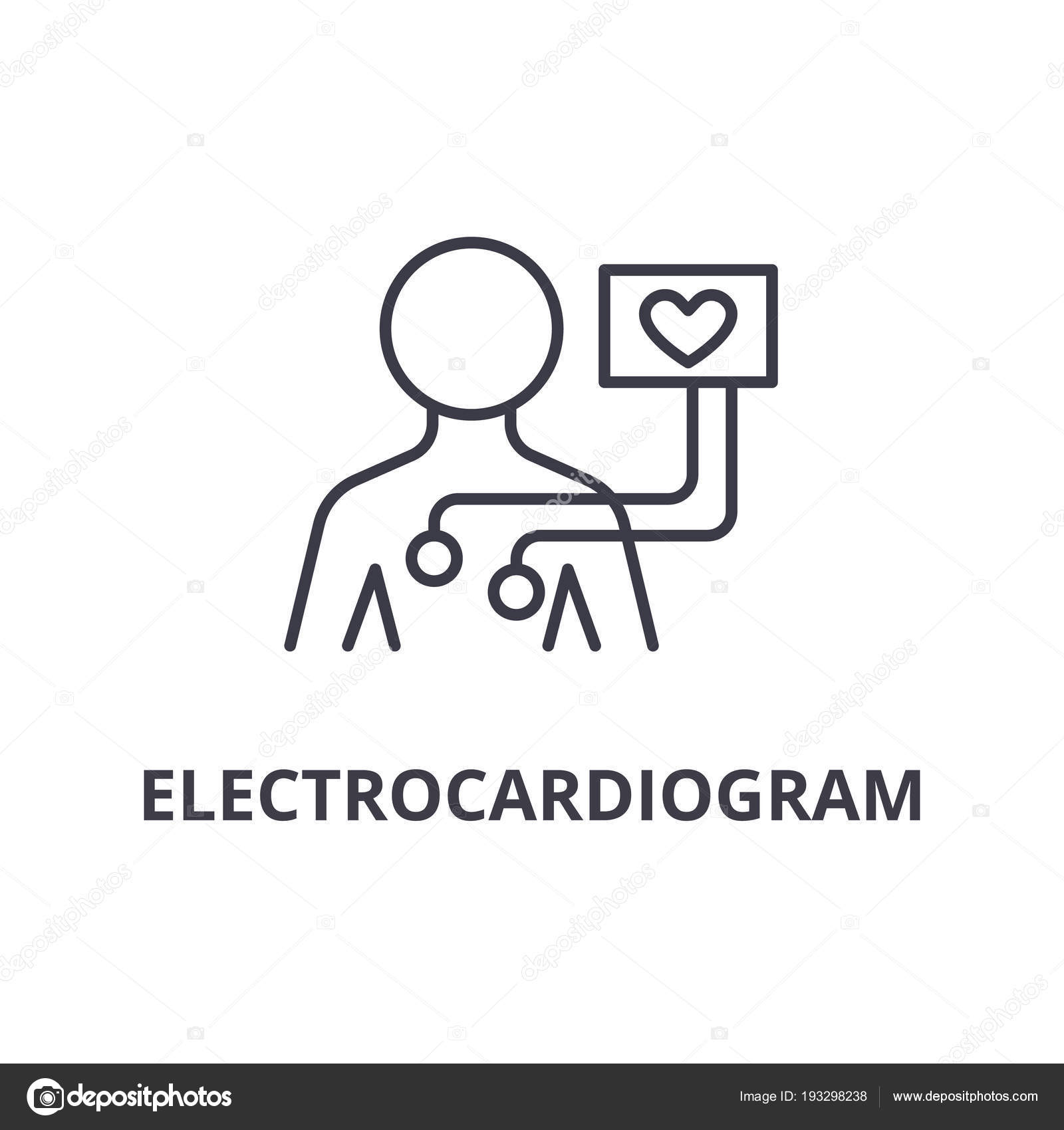 Electrocardiograma icono de línea delgada, signo, símbolo, ilustración ...