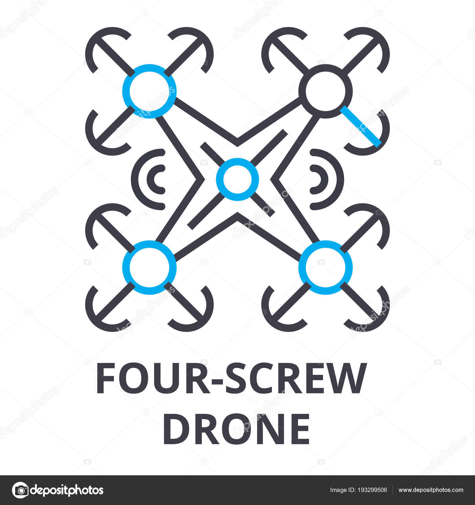 Four screw drone thin line icon, sign, symbol, illustation, linear ...