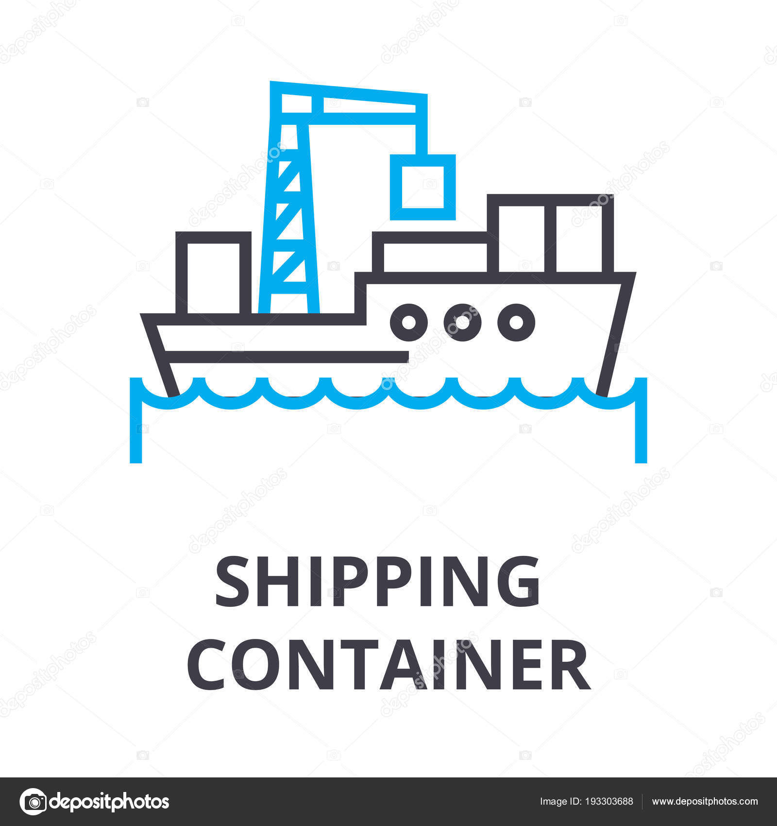 Shipping container thin line icon, sign, symbol, illustation, linear ...
