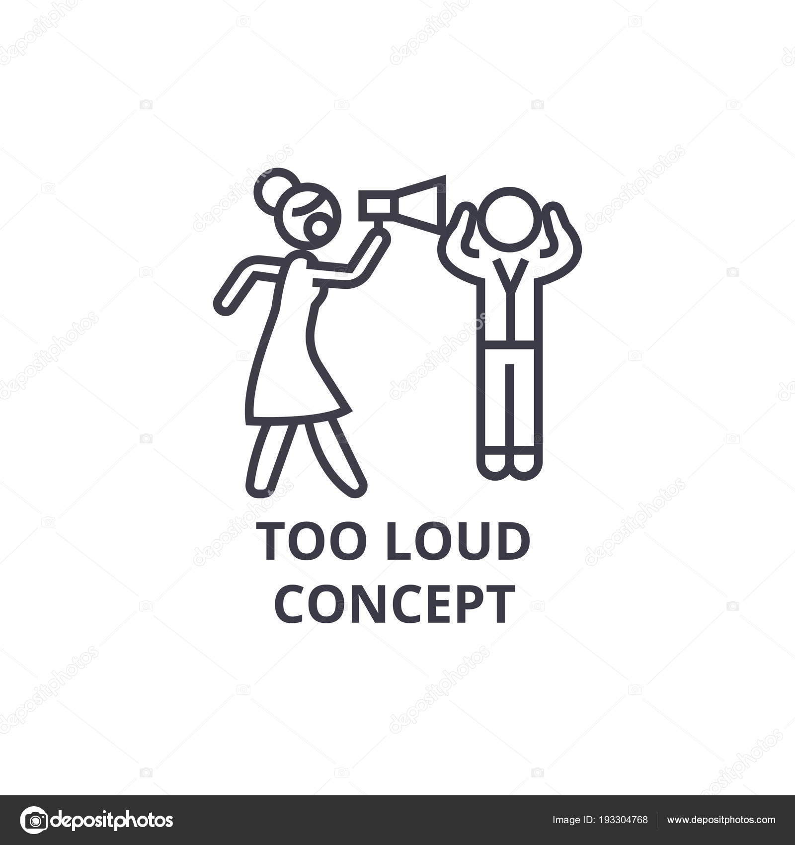 Too loud concept thin line icon, sign, symbol, illustation, linear ...