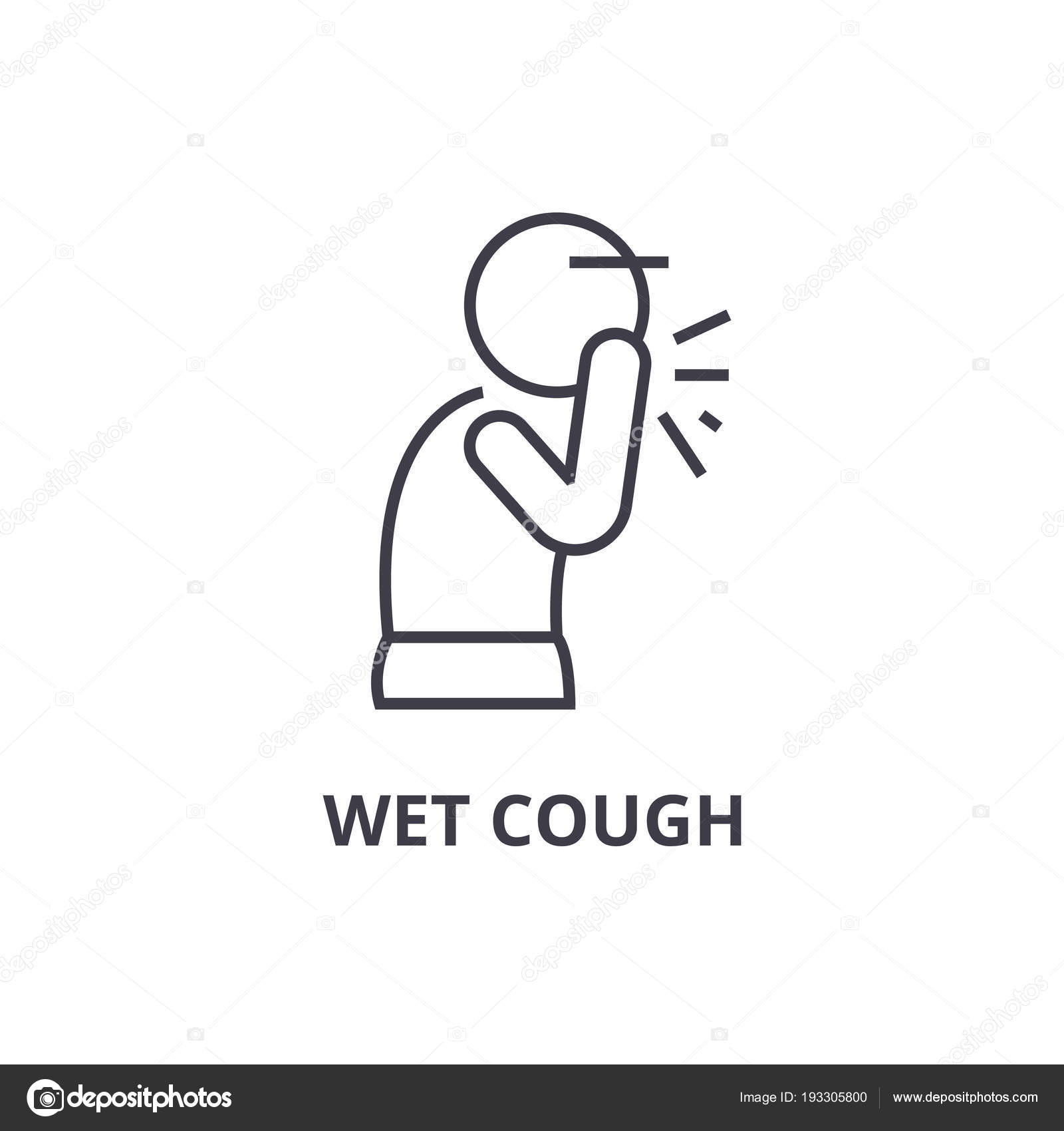 Wet cough thin line icon, sign, symbol, illustation, linear concept, vector Stock Vector by ...