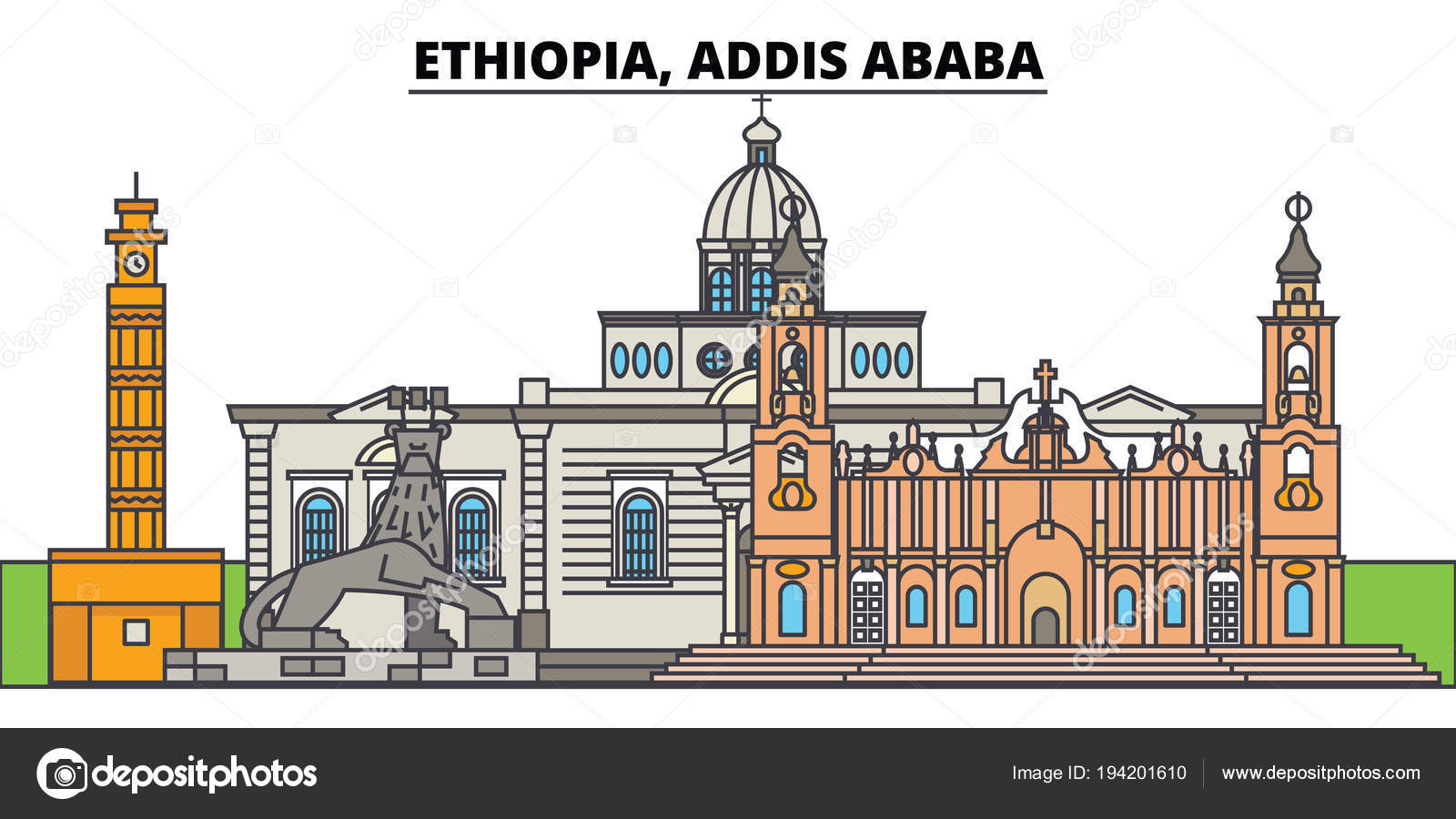 Ethiopia, Addis Ababa. City skyline, architecture, buildings, streets ...