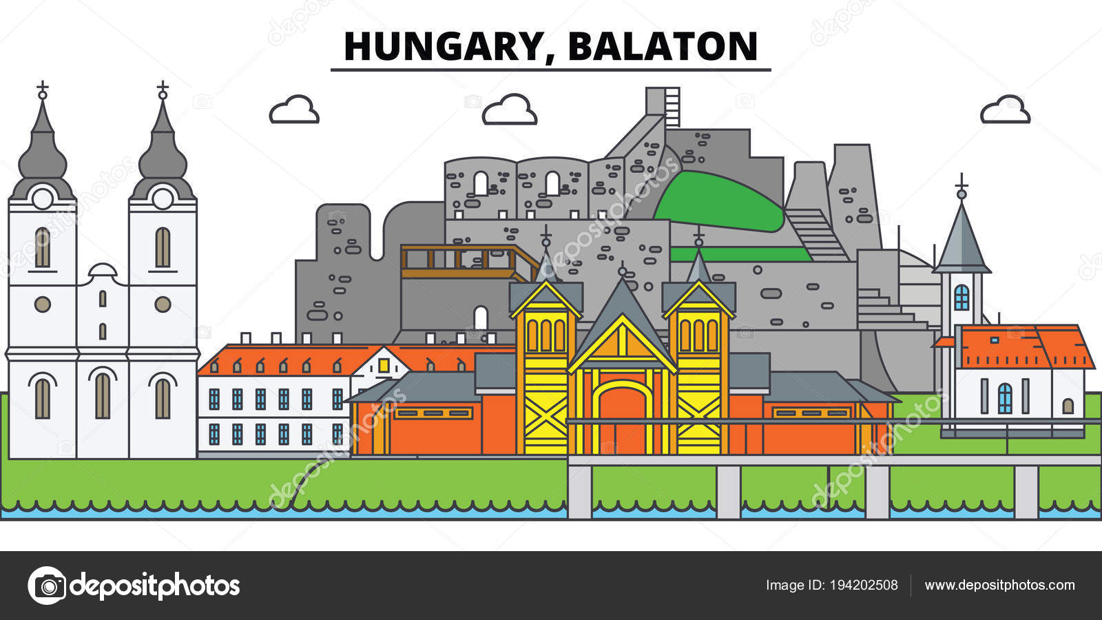 Hungary, Balaton. City skyline, architecture, buildings, streets ...