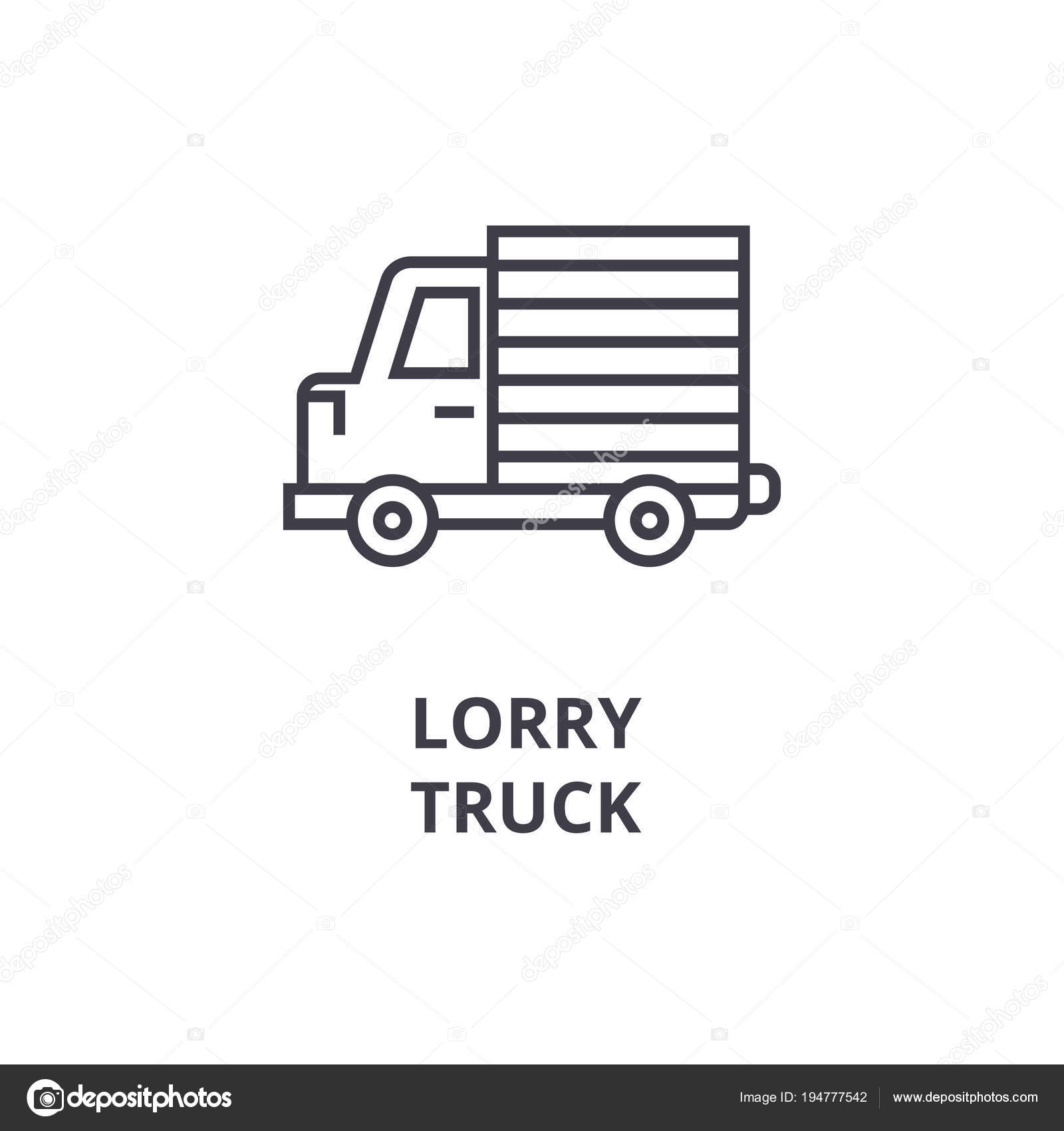 Lorry truck vector line icon, sign, illustration on background ...