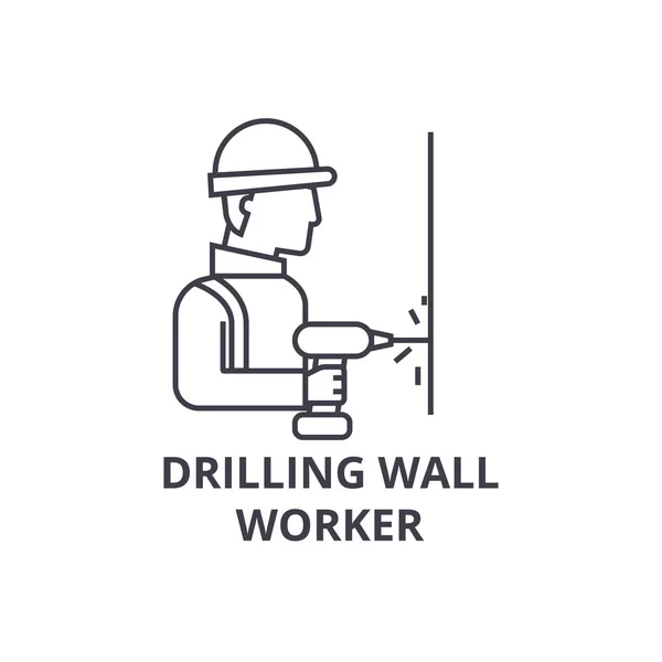 Drilling a hole in wall vector line icon, sign, illustration on ...