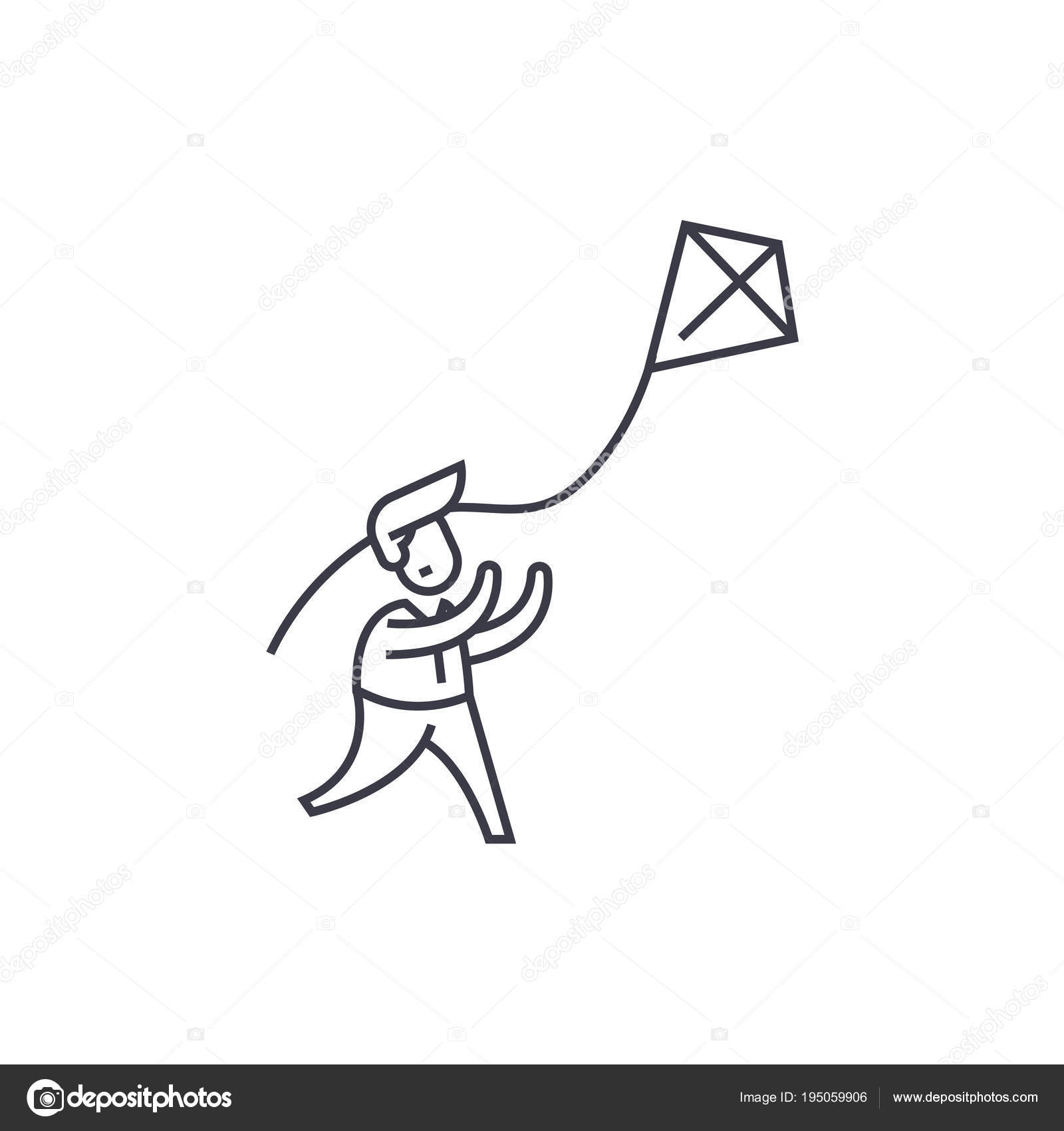 Freedom and hope vector line icon, sign, illustration on background ...