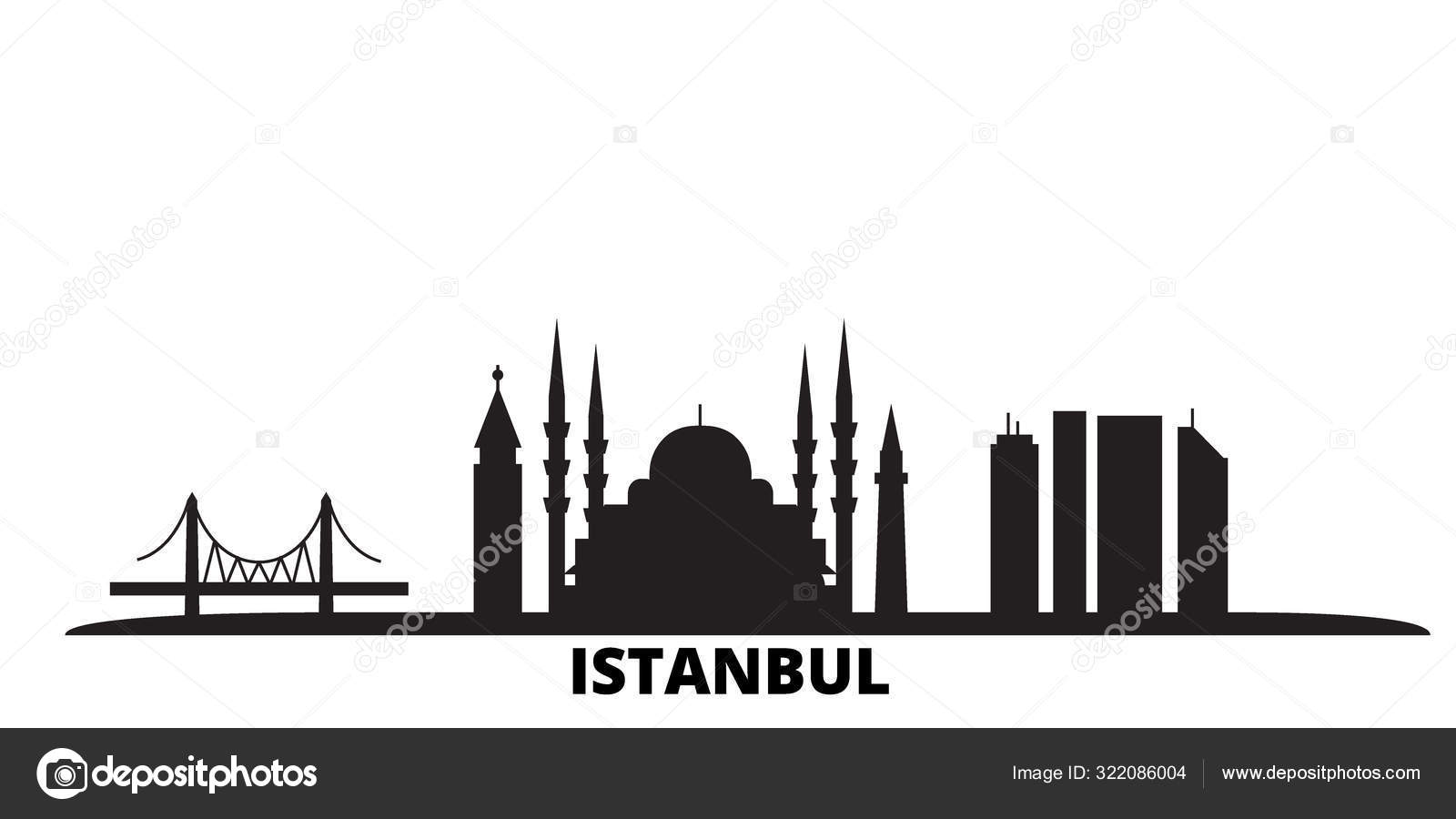 Turkey, Istanbul city skyline isolated vector illustration. Turkey ...
