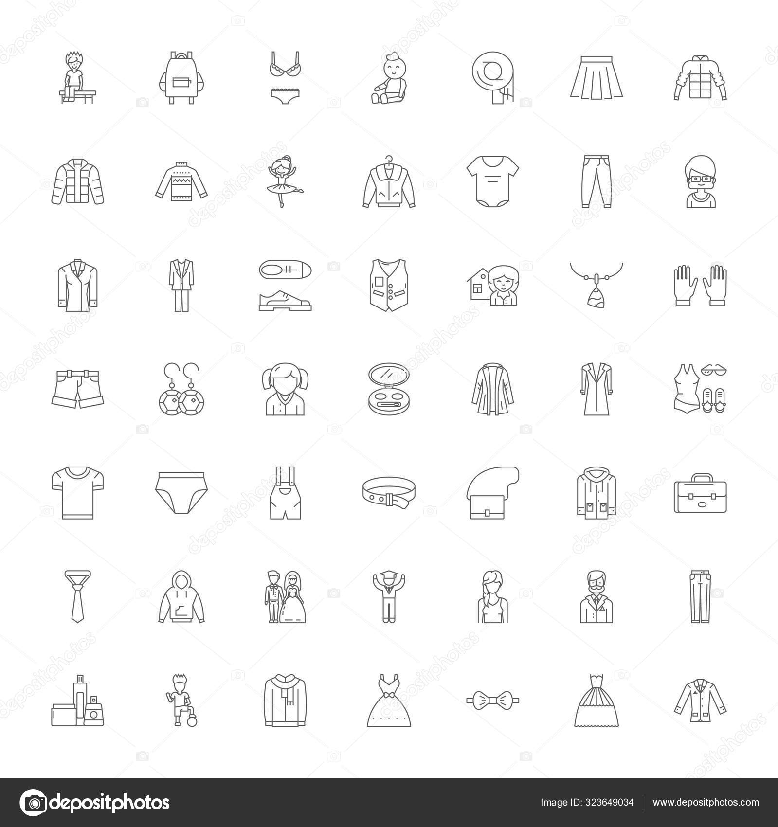 Tienda de ropa iconos lineales, signos, símbolos vector línea ...