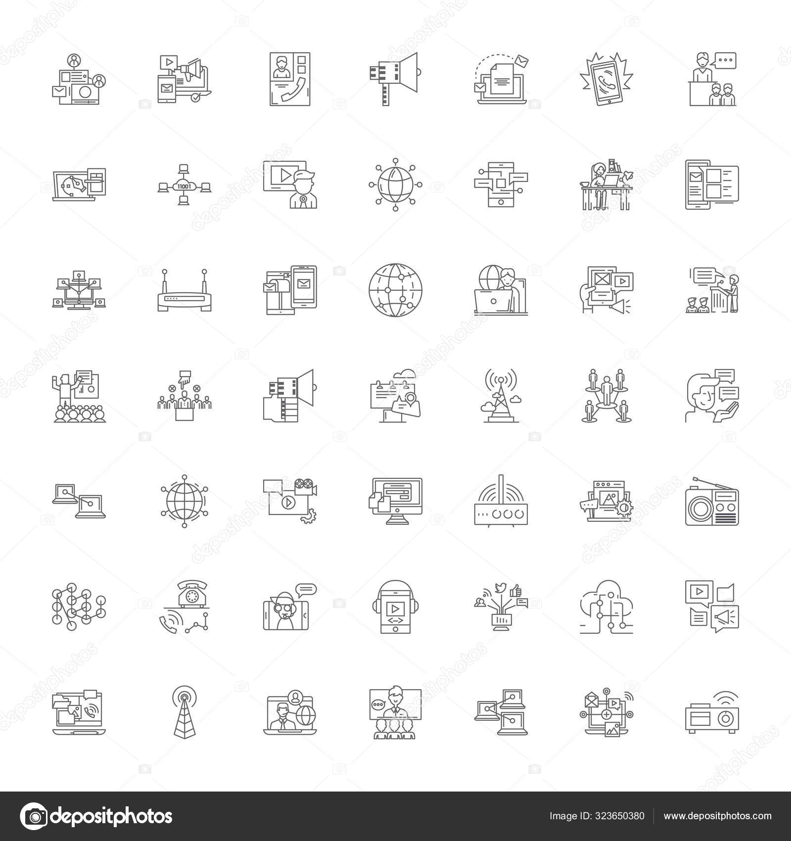 Digital connection linear icons, signs, symbols vector line ...