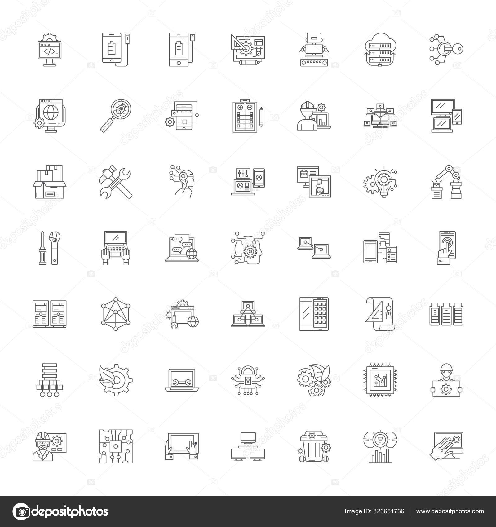 Data linear icons, signs, symbols vector line illustration set Stock ...