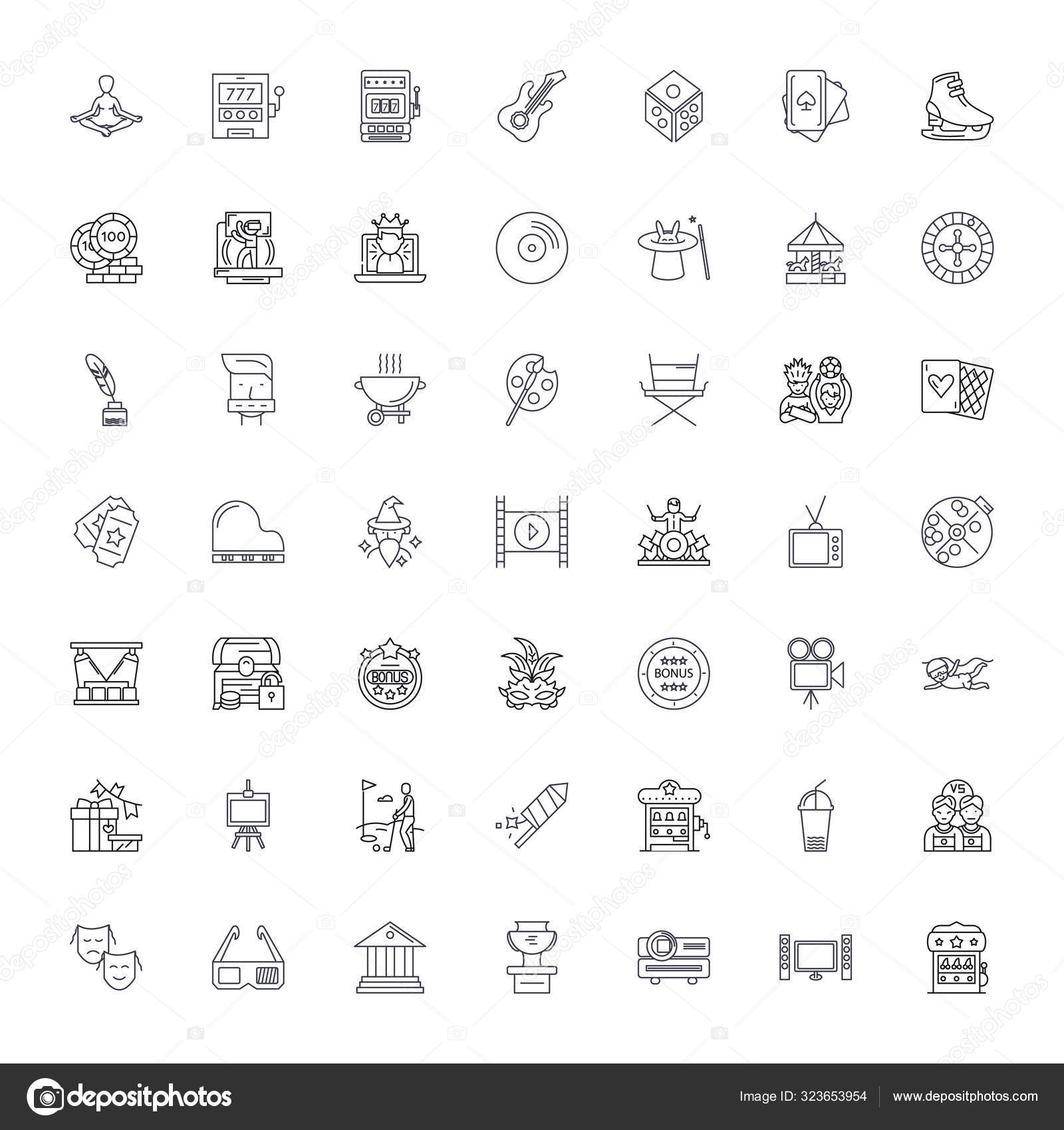 Entertainment industry linear icons, signs, symbols vector line ...