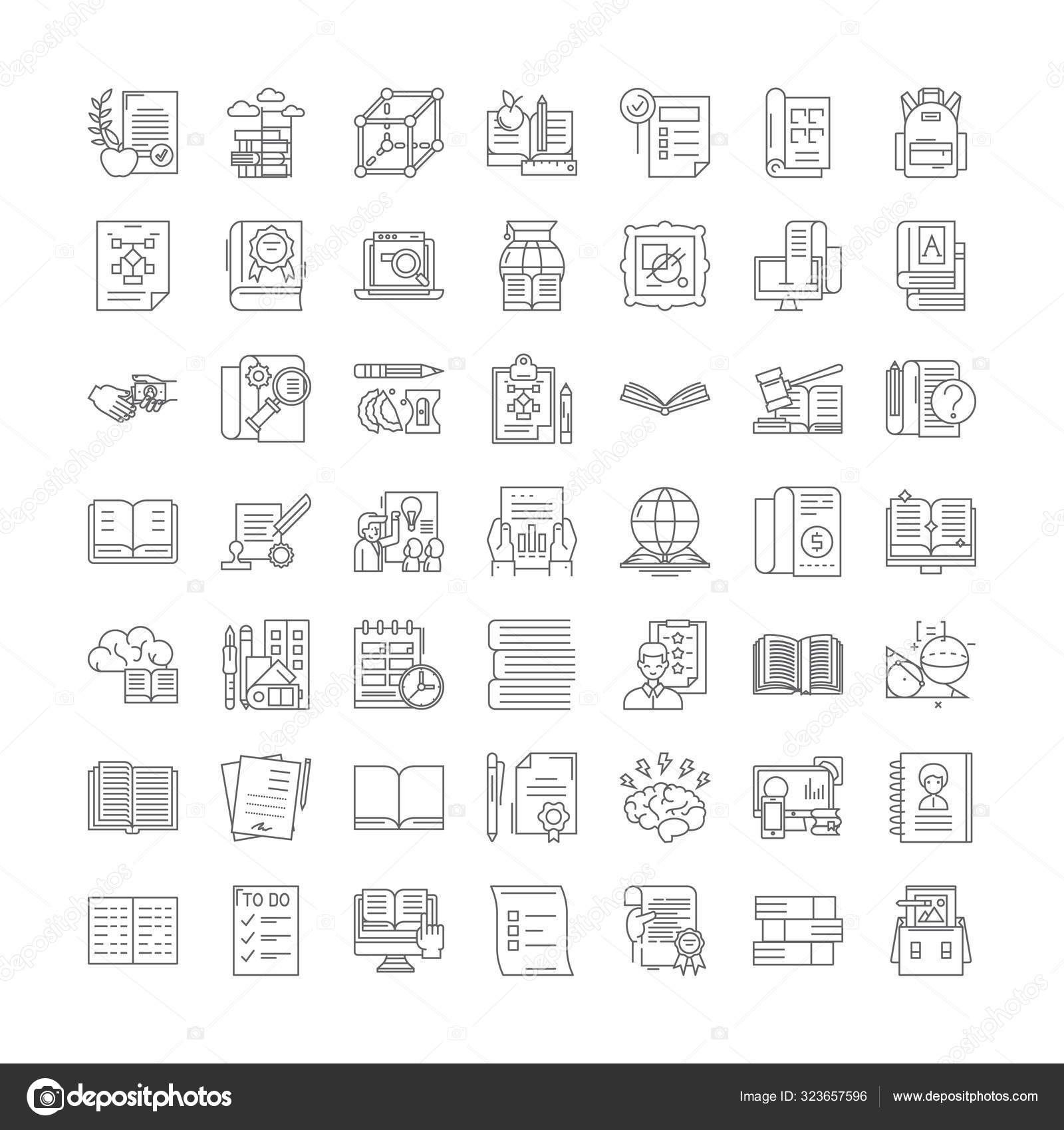 Homework lifestyle linear icons, signs, symbols vector line ...