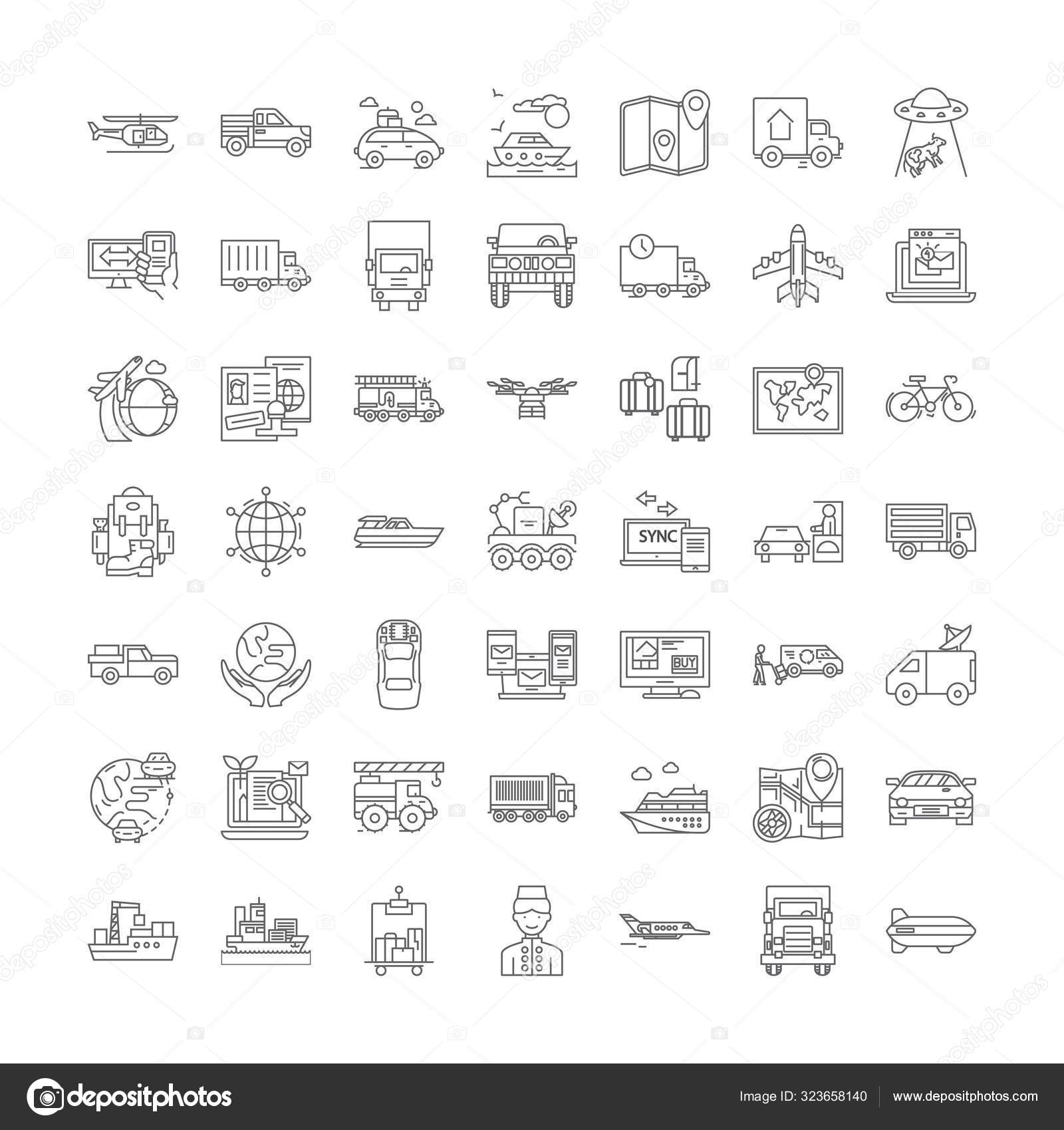 Importar y exportar iconos lineales, signos, símbolos vector línea ...