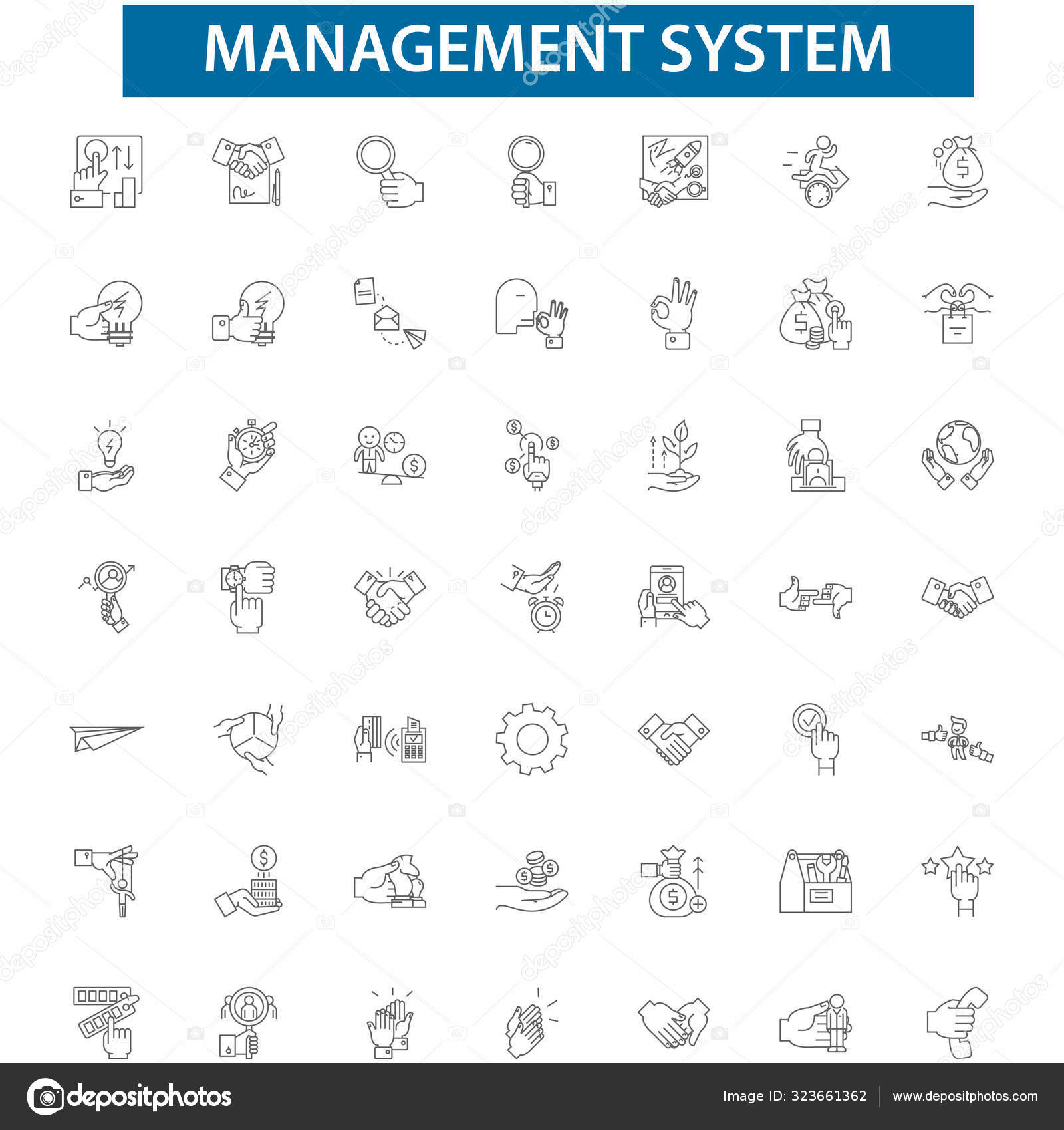 Management system.ai linear icons, signs, symbols vector line ...
