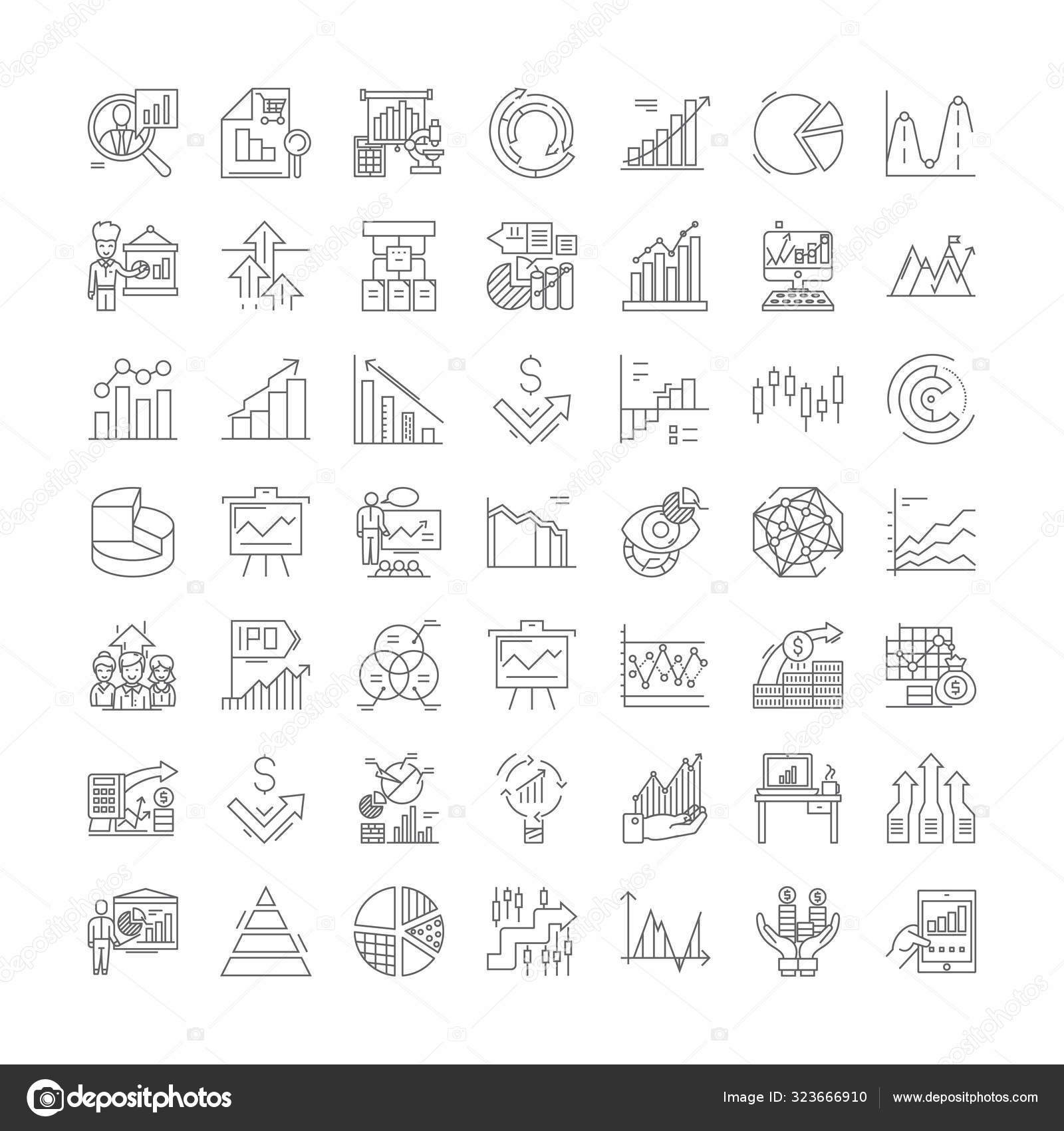 Rango de iconos lineales, signos, símbolos vector línea ilustración ...