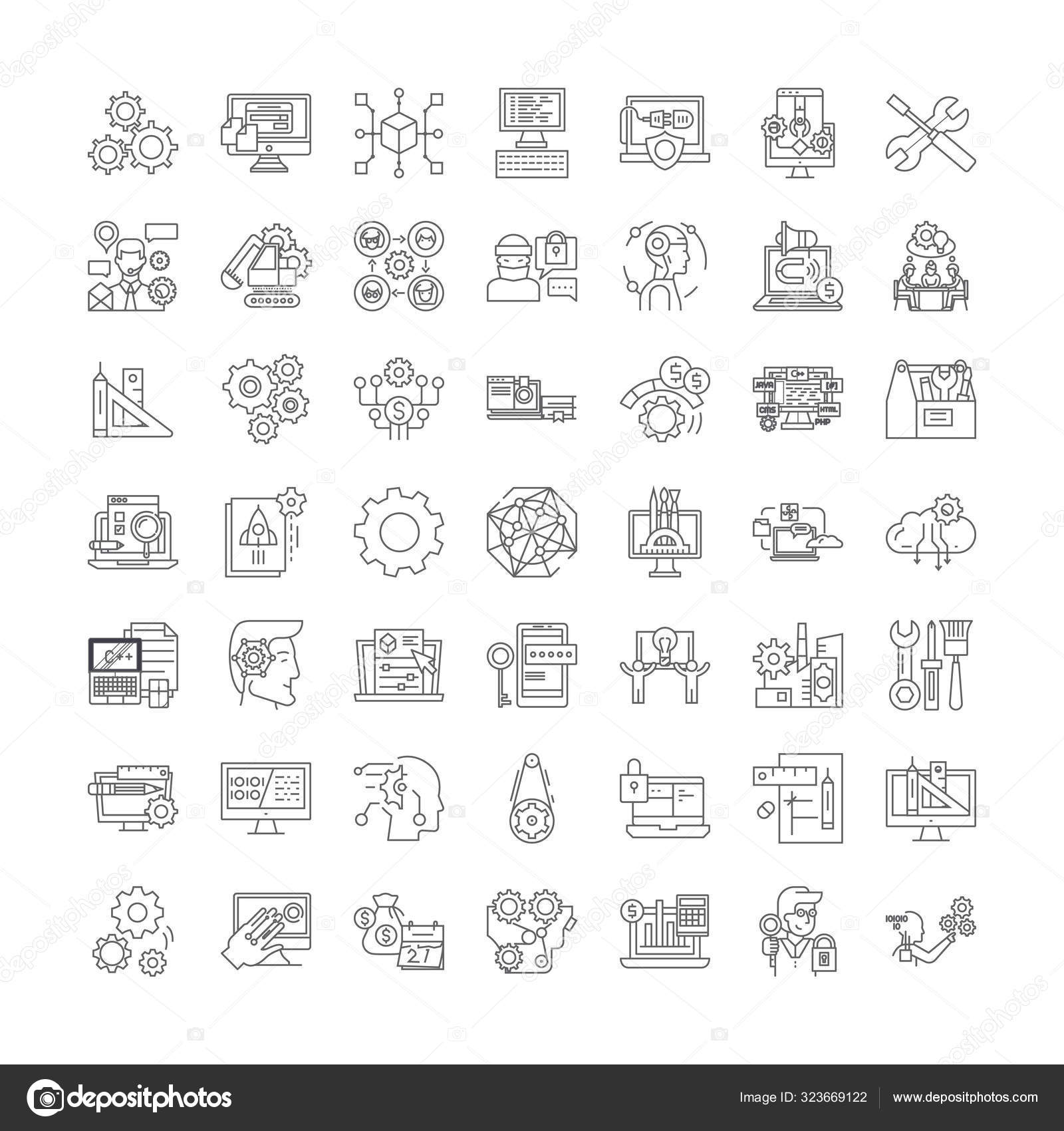 Preferences linear icons, signs, symbols vector line illustration set ...