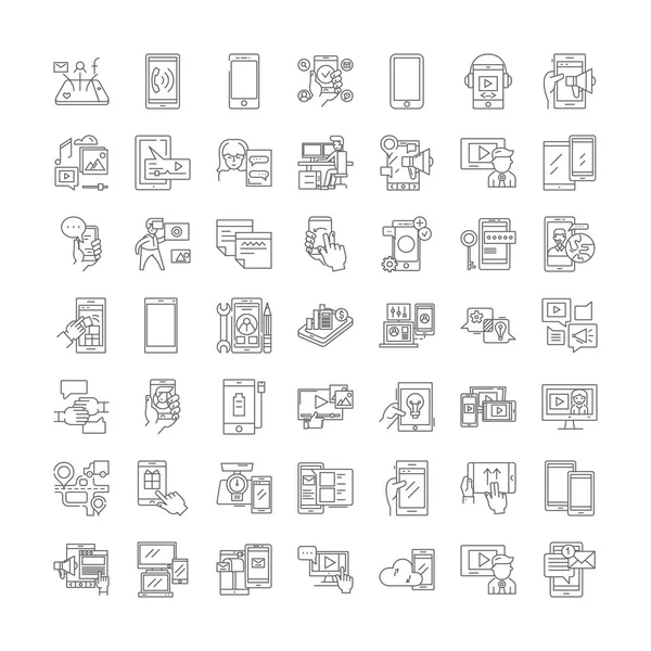 Mobile interface linear icons, signs, symbols vector line illustration ...