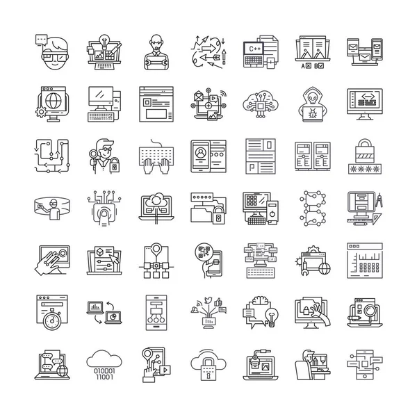Studying linear icons, signs, symbols vector line illustration set Stock Vector by ©iconsgraph ...