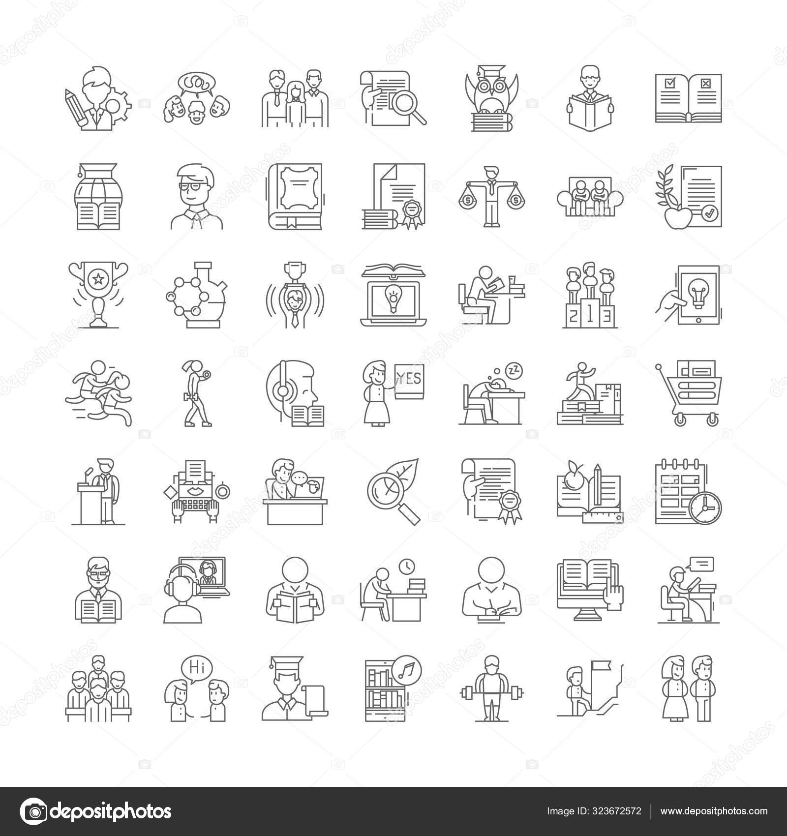 Training linear icons, signs, symbols vector line illustration set ...