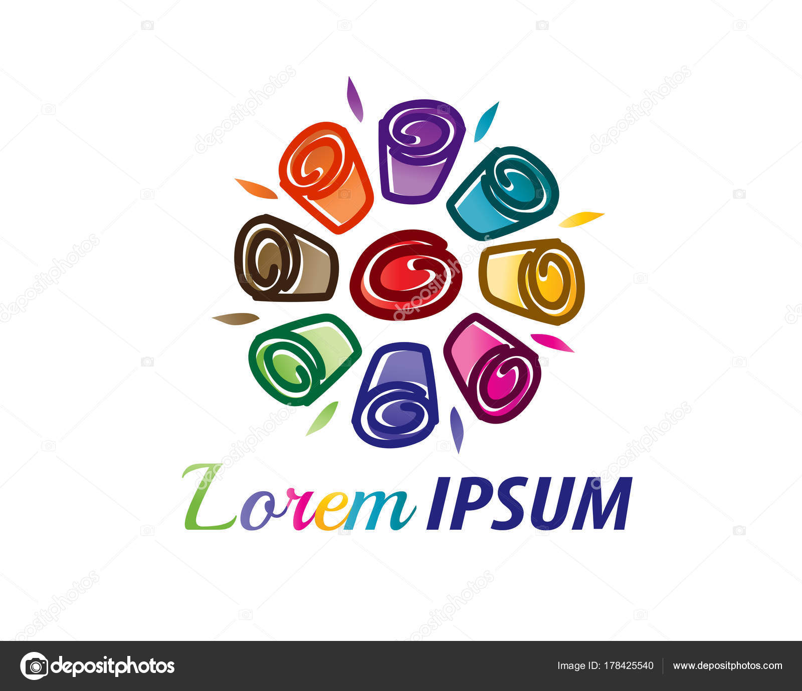 Colorful Rolls Ice Cream Logo Icon Design Isolated White Background ...