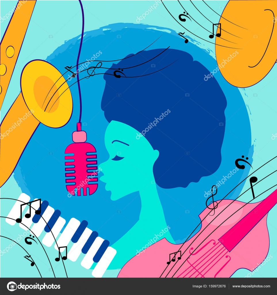 Illustration of an afro american jazz singer Stock Vector by ...
