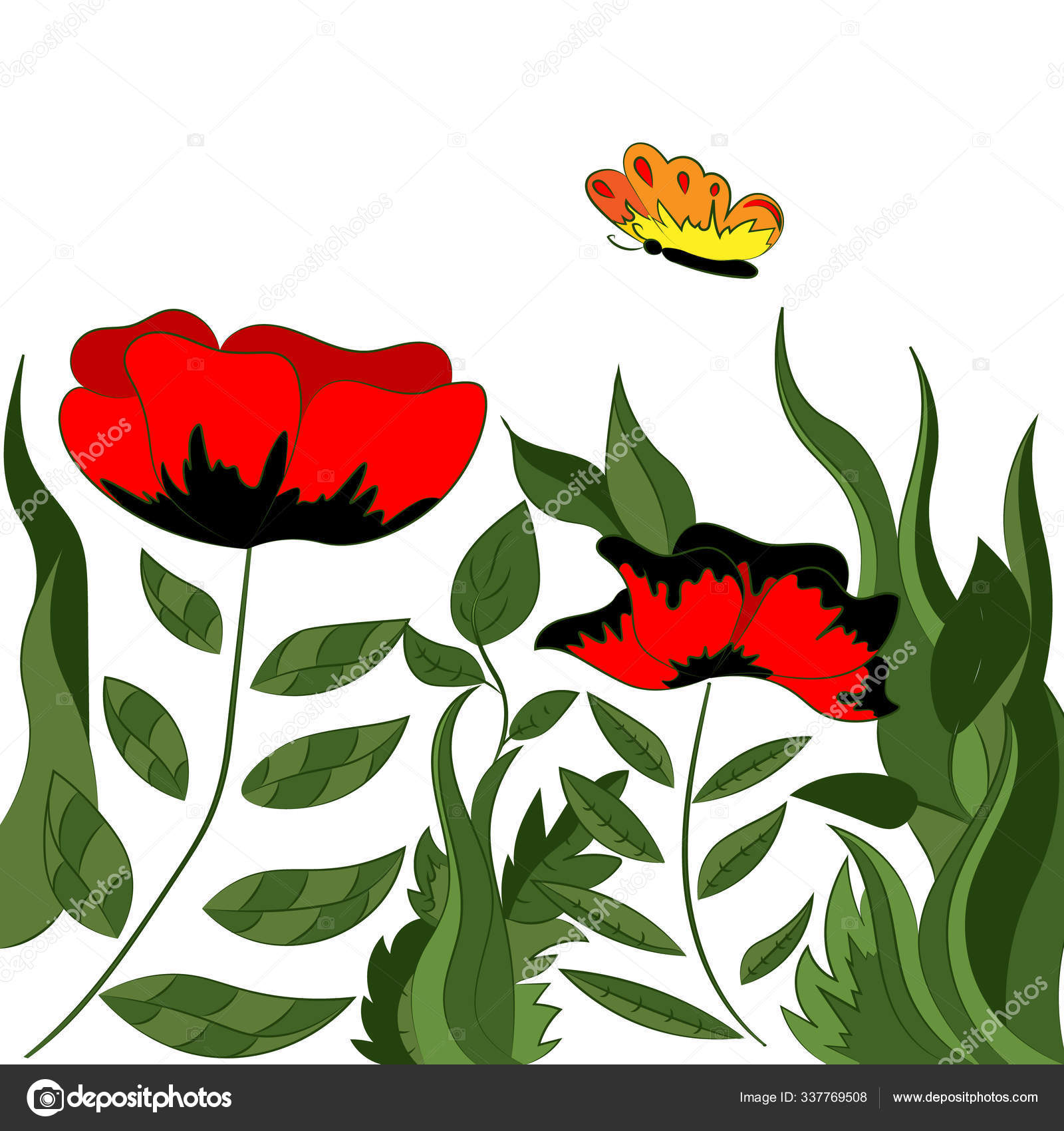 A bright magical poppy field. Fabulous wallpaper Stock Vector by ...