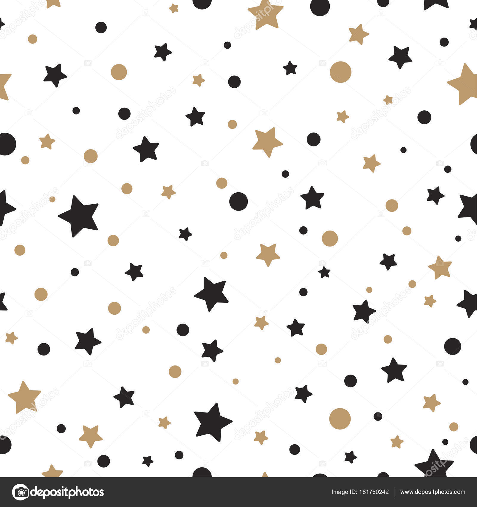 Seamless cute pattern with little rounded back stars, dots and circles ...