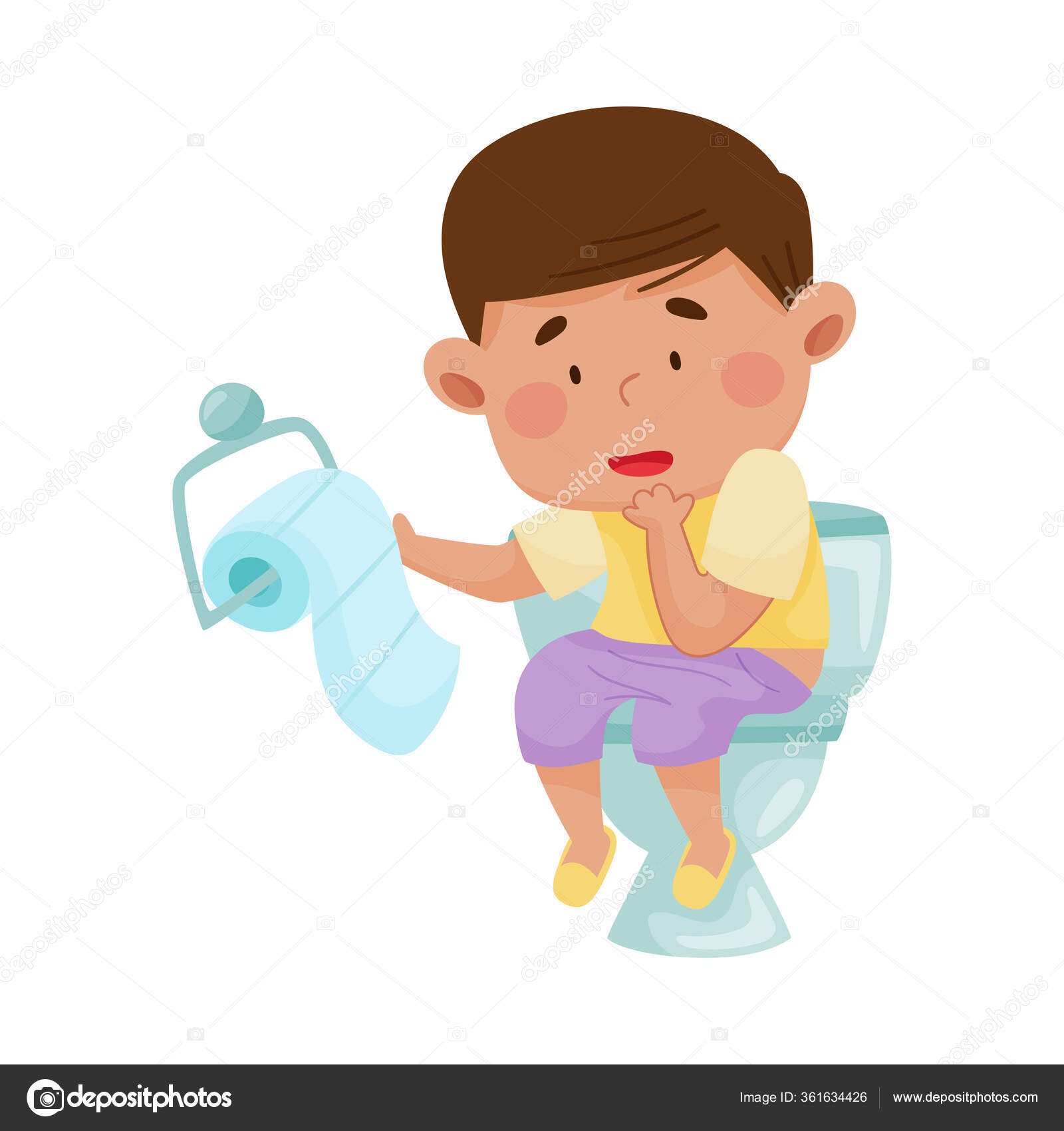 Aseo, Tazón, Pis., Papel Higiénico, WC Imagen Vectorial de ...