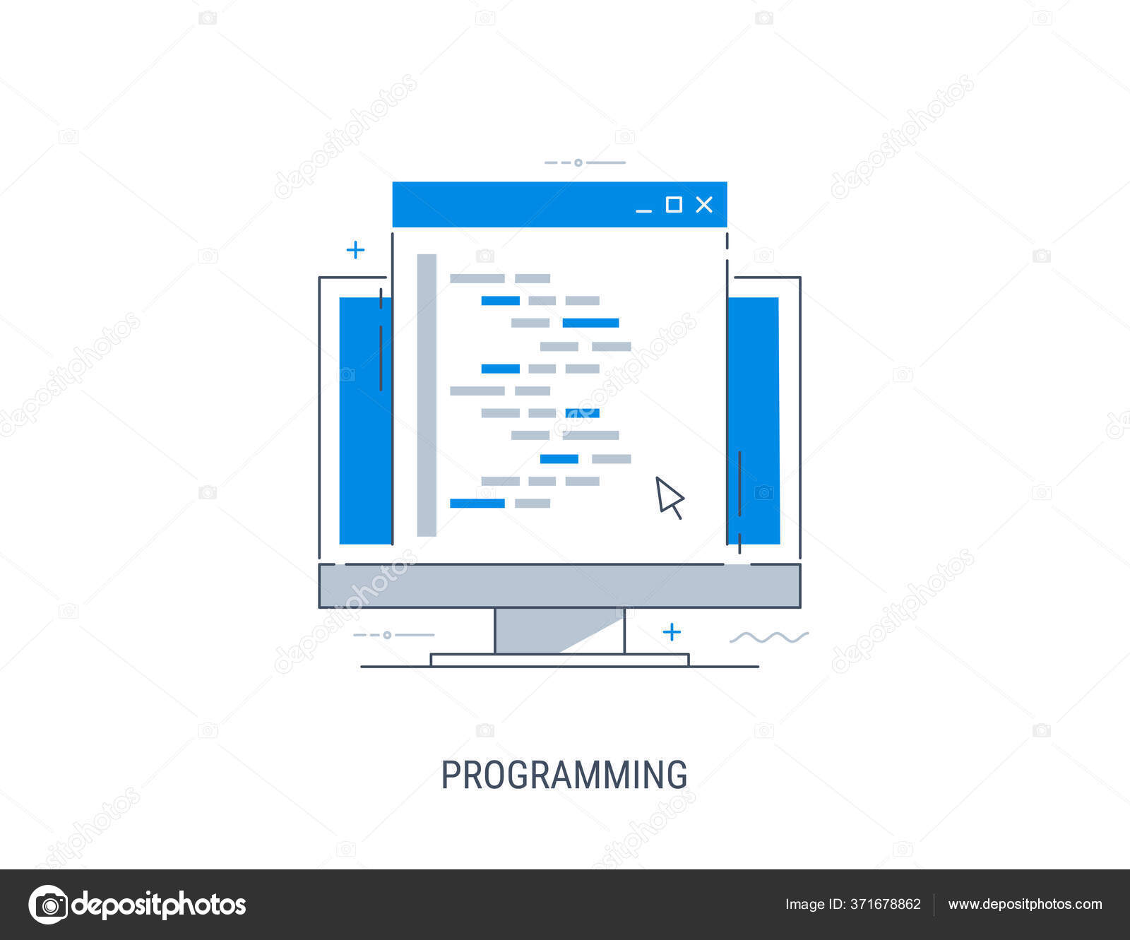Programming Coding Development Debugging Flat Modern Line Art Vector Illustration Stock Vector ...