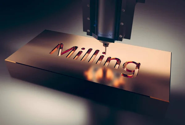 CNC metal machining by mill - Stock Image - Everypixel