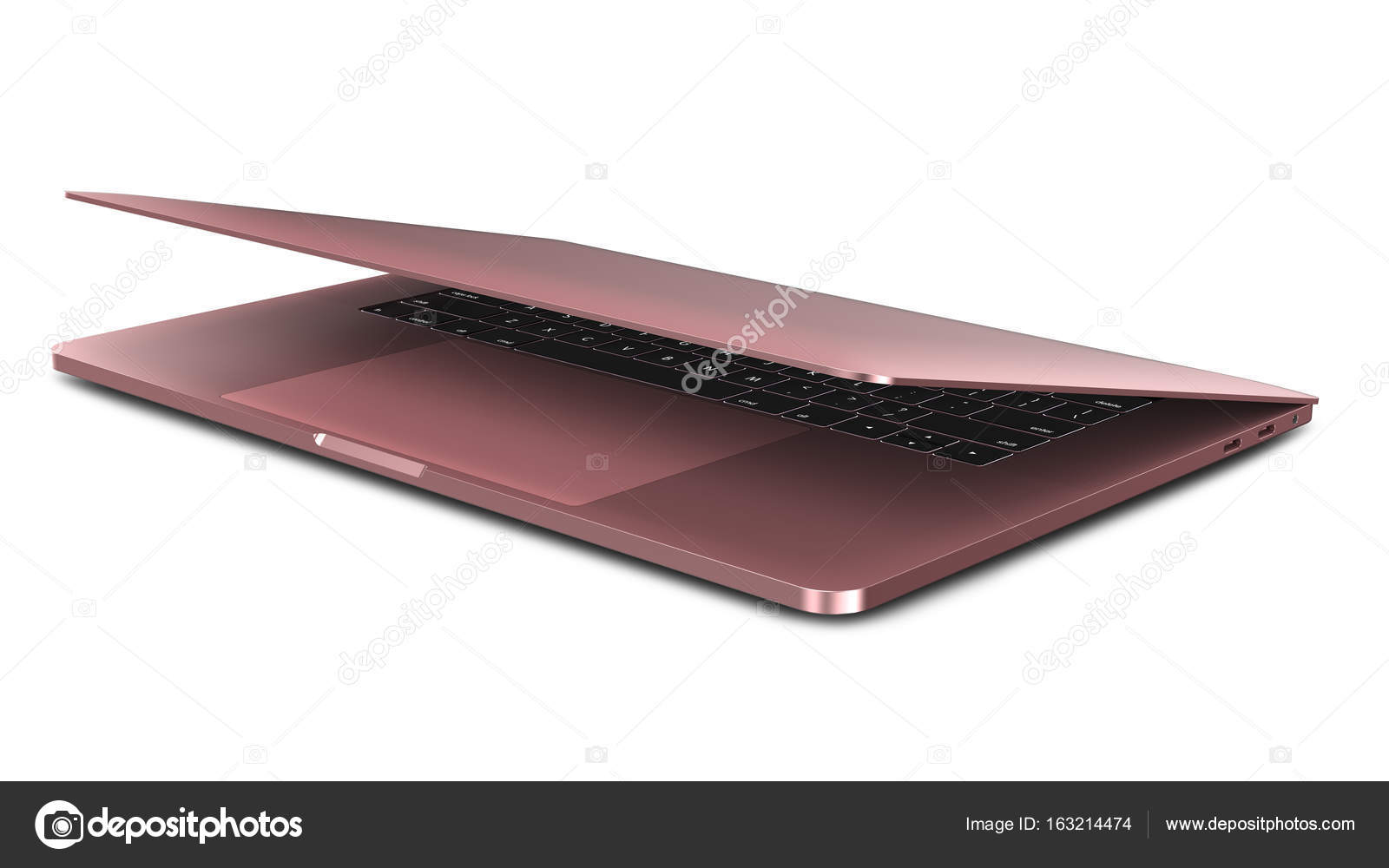 Laptop rose gold with a closed screen cover- isolated on white - high ...