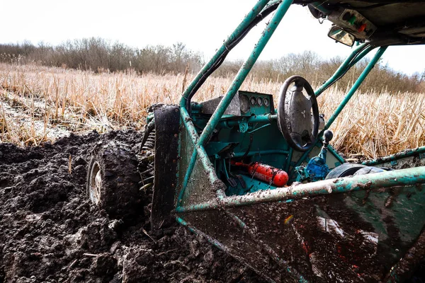 Riding the forest by car and buggy. Offroad trip to the mountains ...
