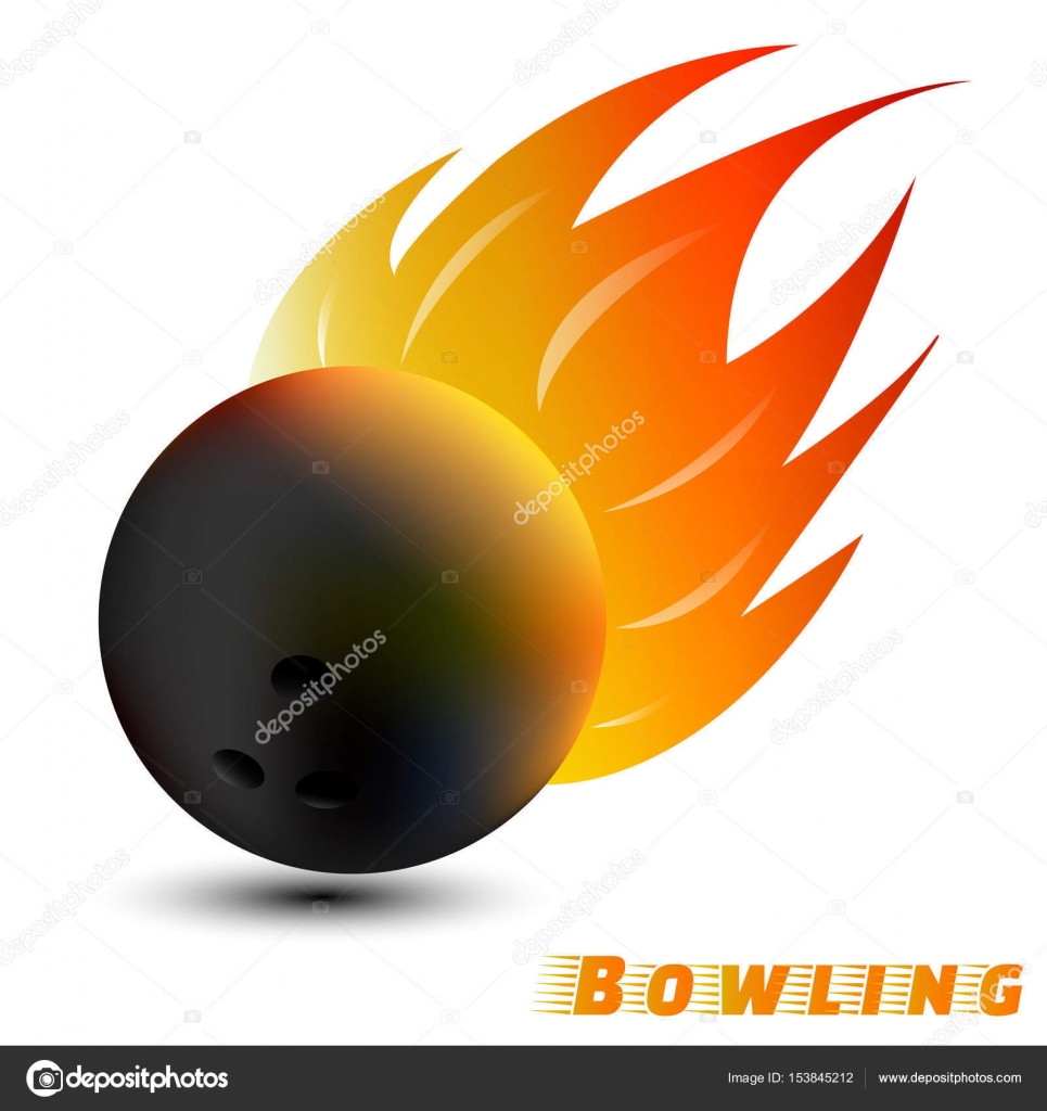 Bowling ball with red orange yellow tone fire in the white background ...