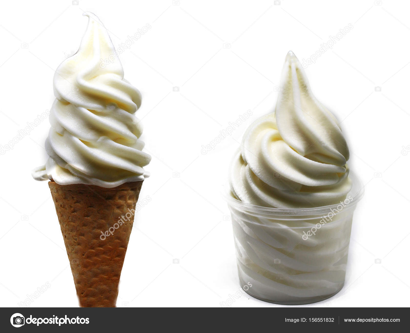 Milk soft serve ice cream in a cone and a cup — Stock Photo ...